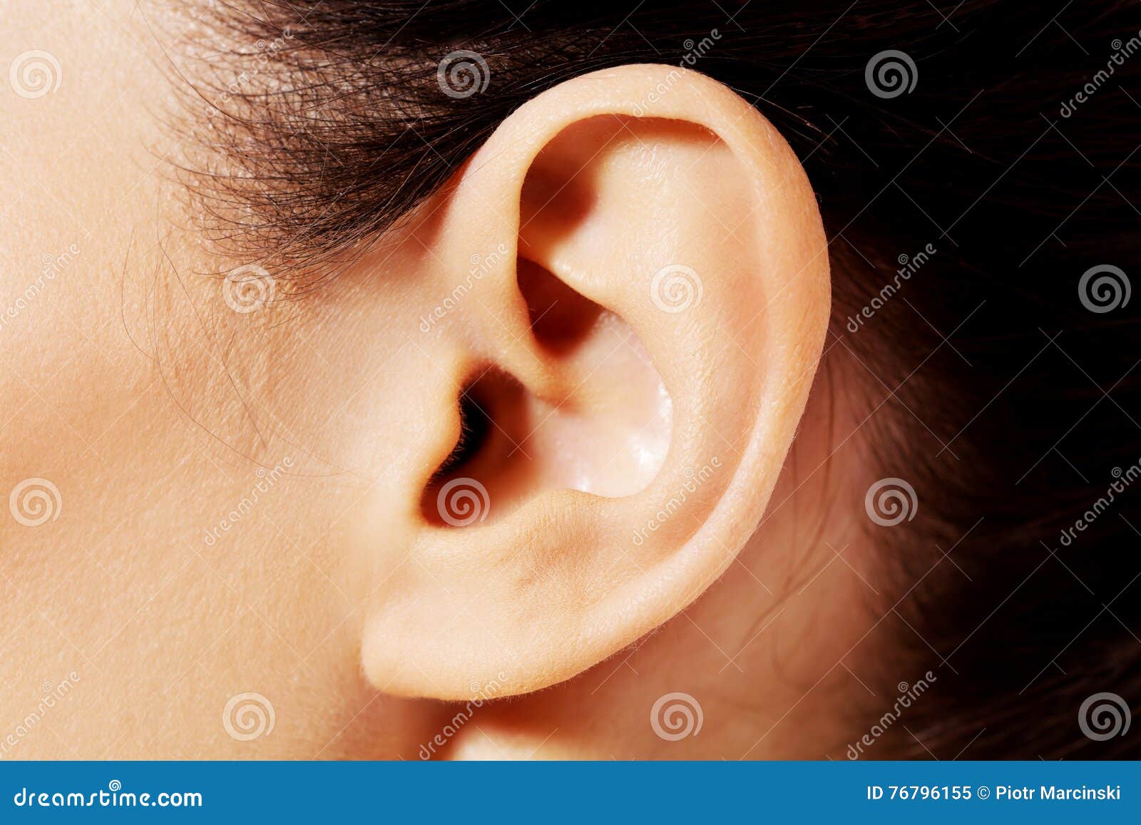 Close Up Photo of a Female Ear Stock Image - Image of looking, portrait ...