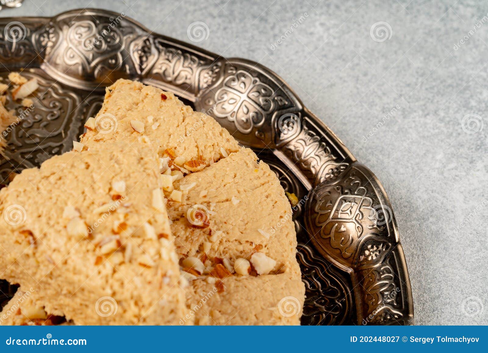 Close Up Photo of Halva Dessert on Silver Plate Stock Image - Image of ...