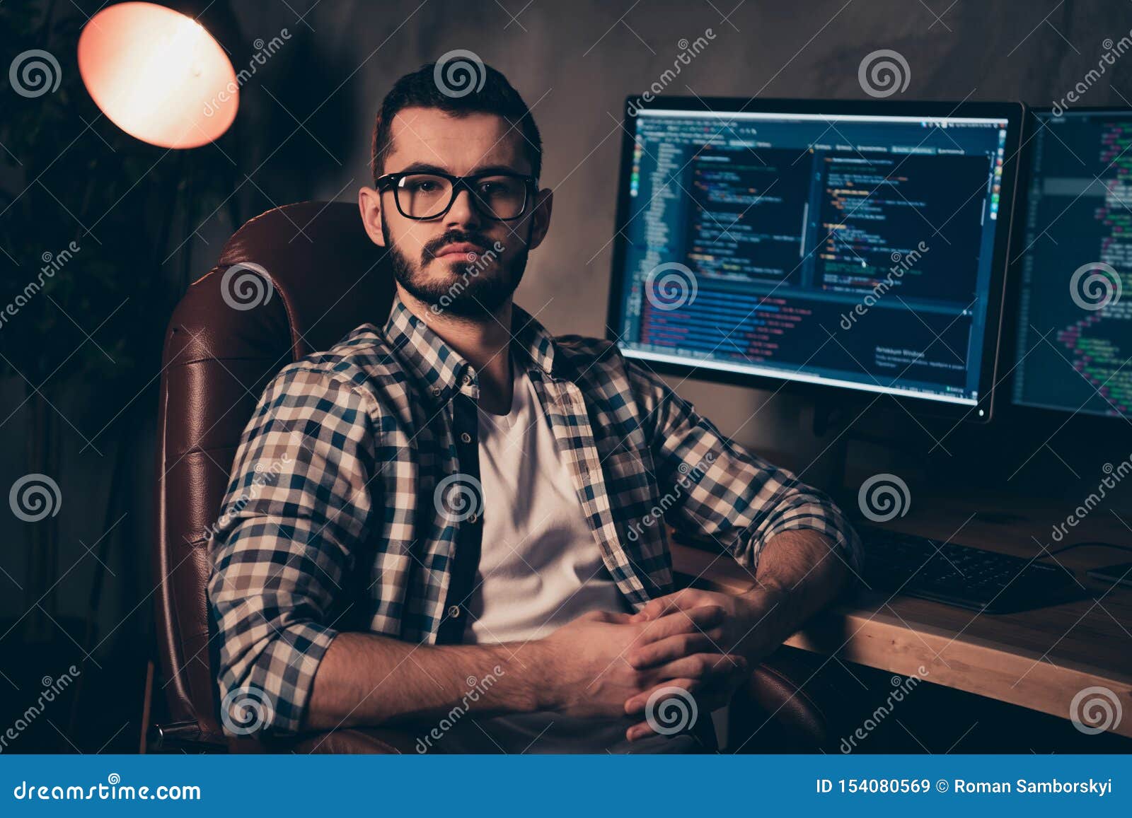 Close Up Photo Handsome he Him His Guy Creative Coder Program ...