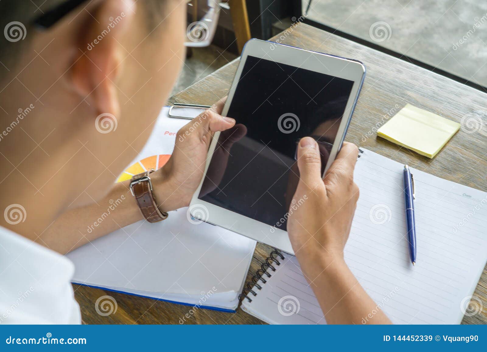 Close-up of Human Hand Tapping on Tablet Surface Stock Image - Image of ...