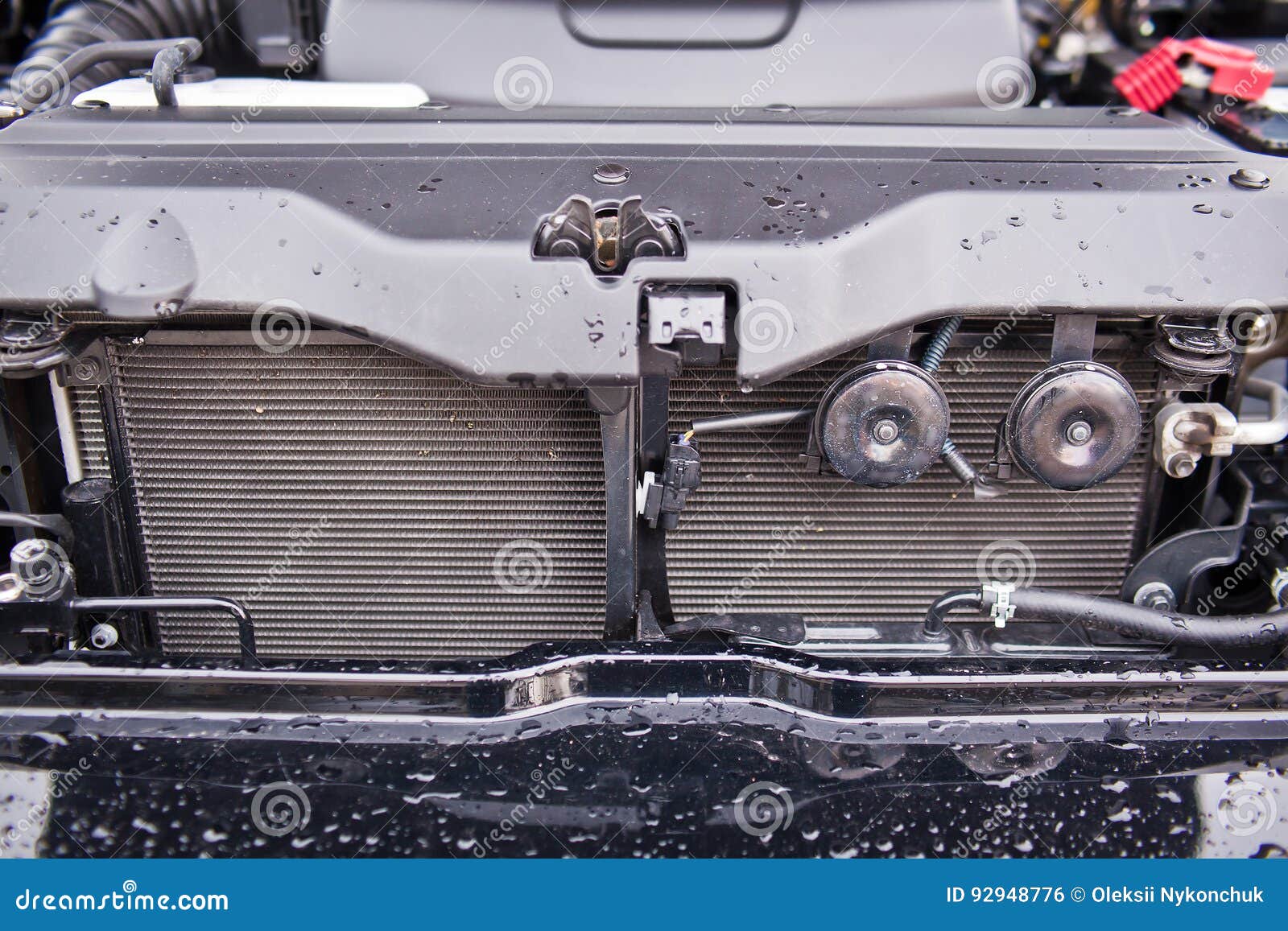 Close-up Photo of Installed Car Radiator Stock Photo - Image of metal ...