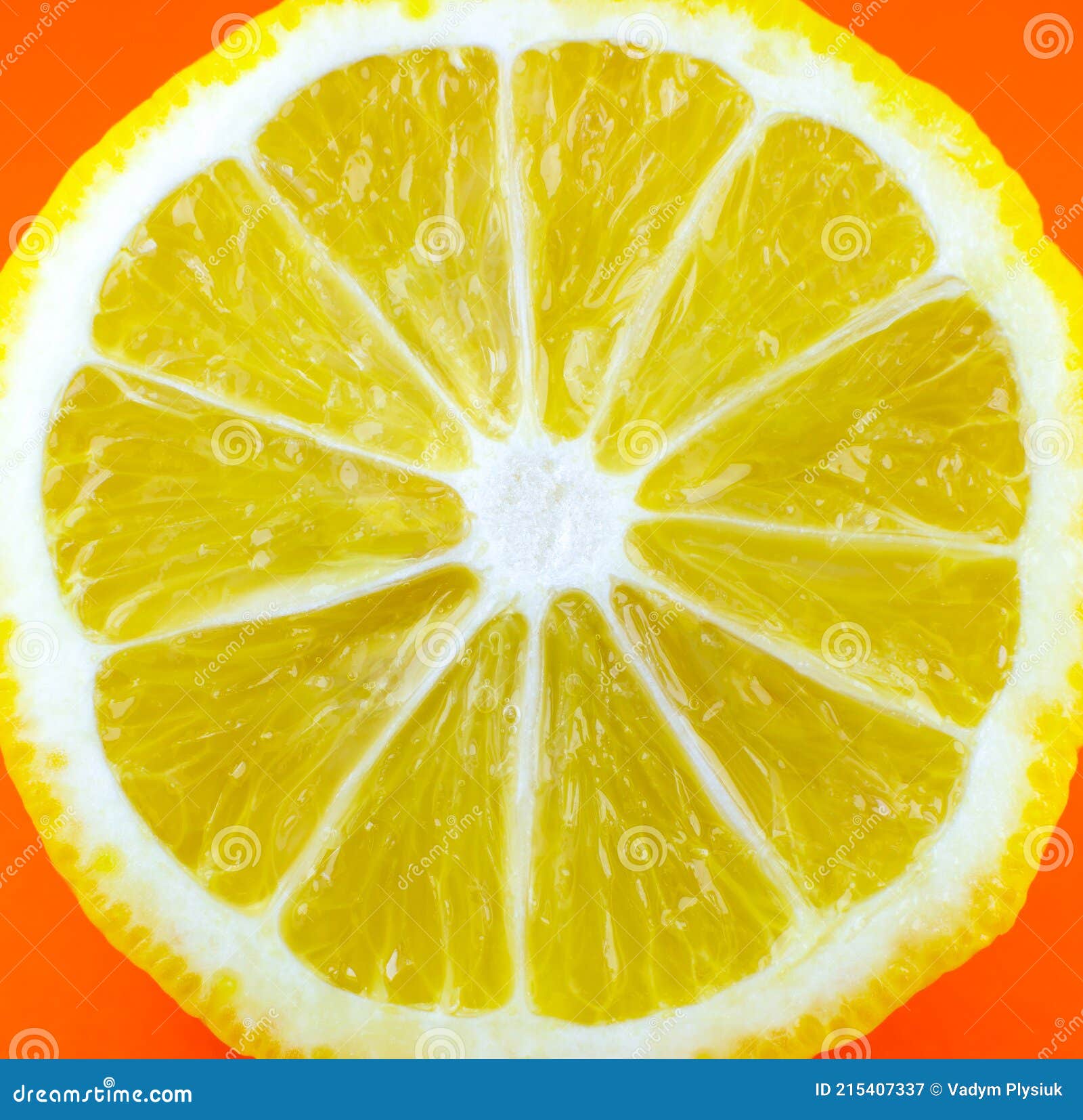 Close Up Photo of Lemon Texture on the Orange Background. Fruit Cut in ...