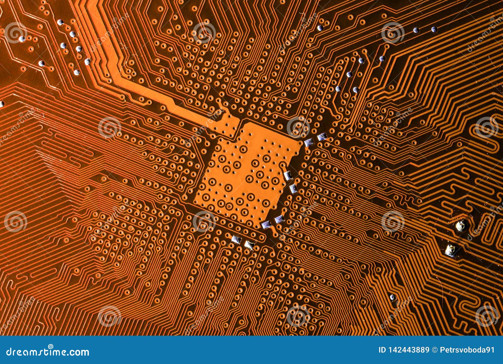 Close Up Photo of Orange Pcb Printecd Circuit Board Electric Paths ...