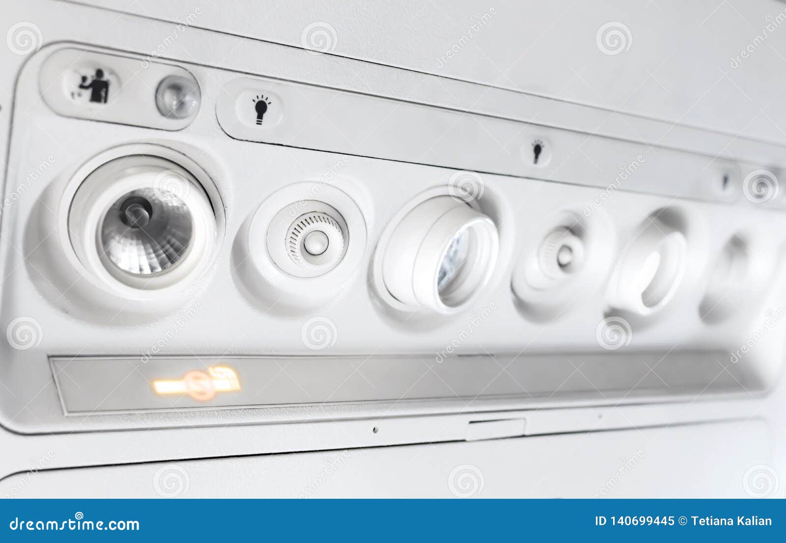 Close-up Photo of Passenger Control Panel on Ceiling in Jet Airplane ...