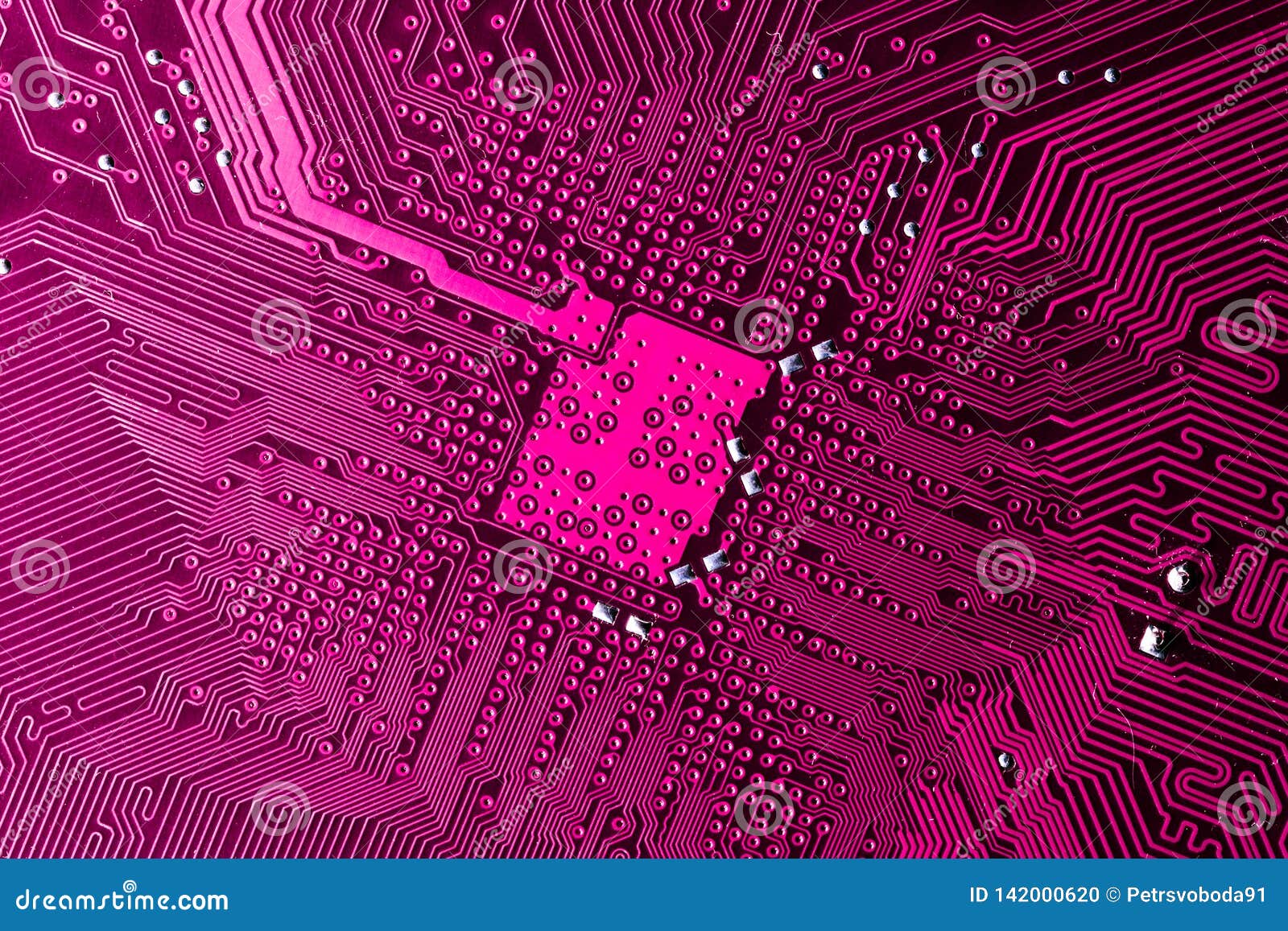 Close Up Photo Of Pink Pcb Printecd Circuit Board Electric Paths ...