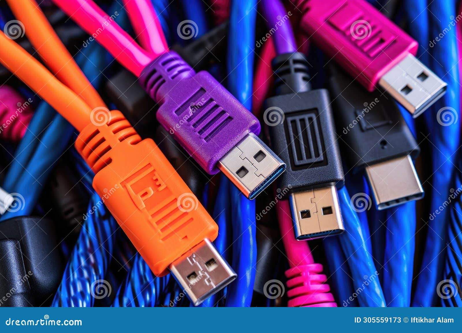 This Close-up Photo Showcases a Tangled Bundle of Different Colored ...