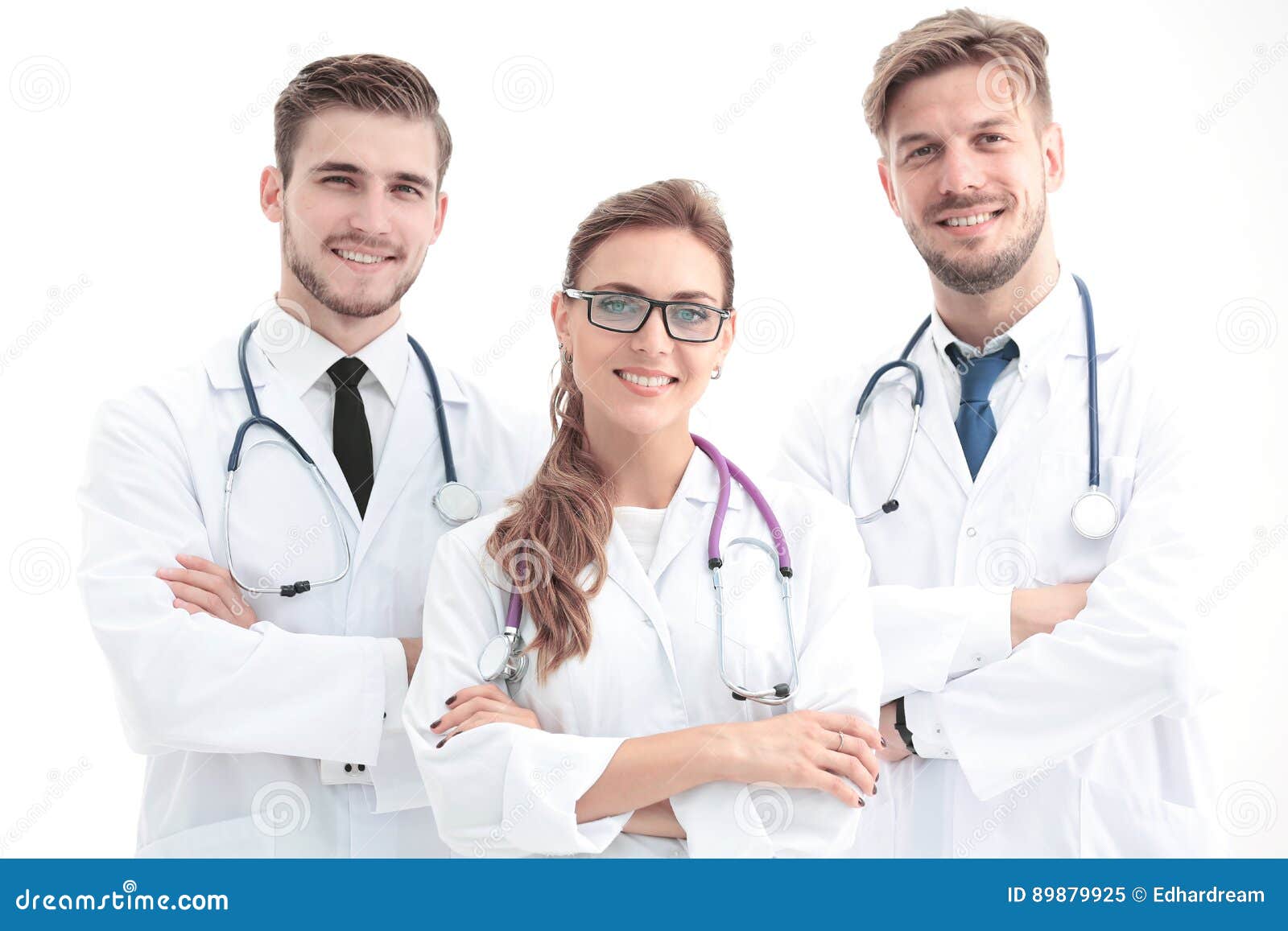 Close Up Photo of Three Confident Doctors Looking at Camera Stock Image ...