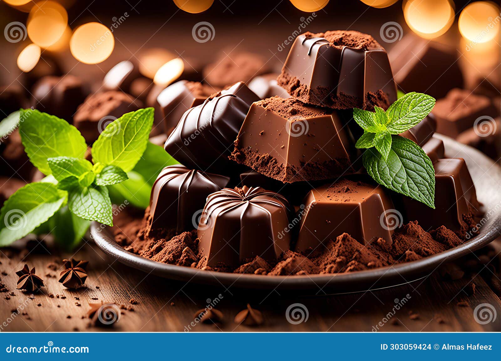 A Close-up Photograph Capturing an Array of Gourmet Chocolates Dusted ...