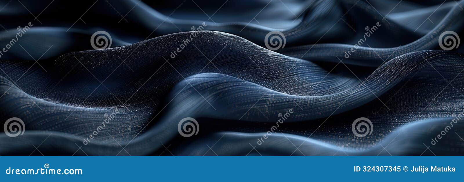Closeup of Deep Blue Fabric Draped in Soft Waves Stock Image - Image of ...