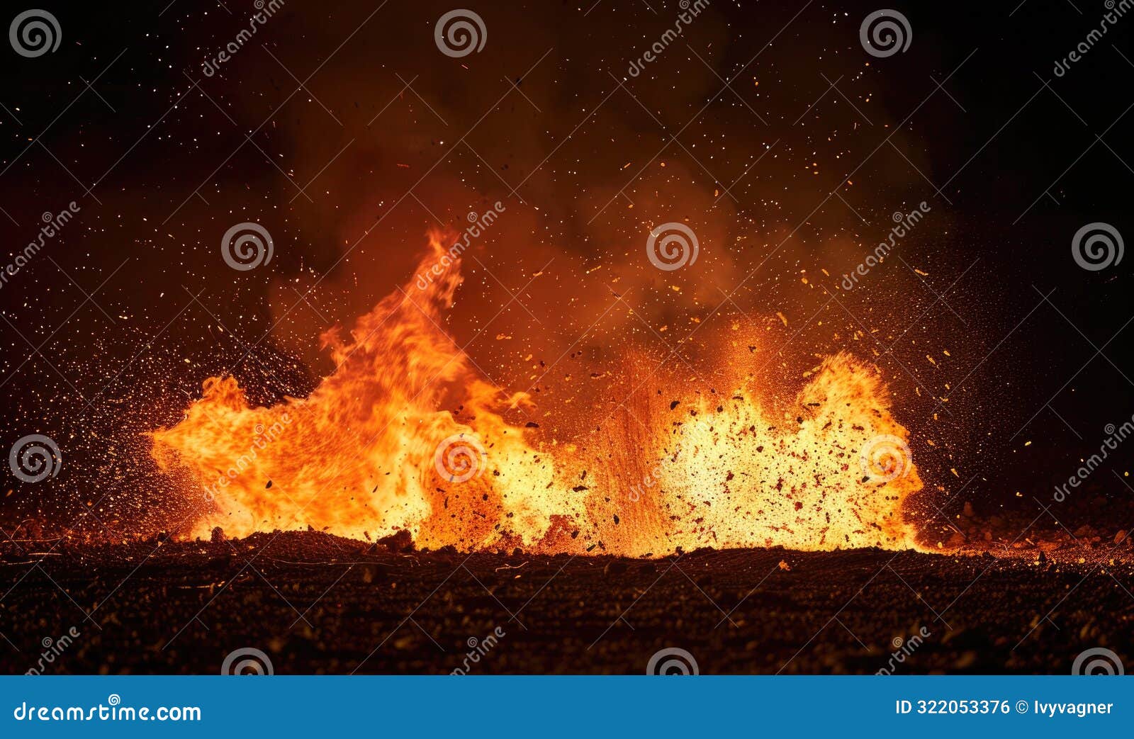 Close-up Photograph of a Controlled Explosion, with Flames Igniting ...