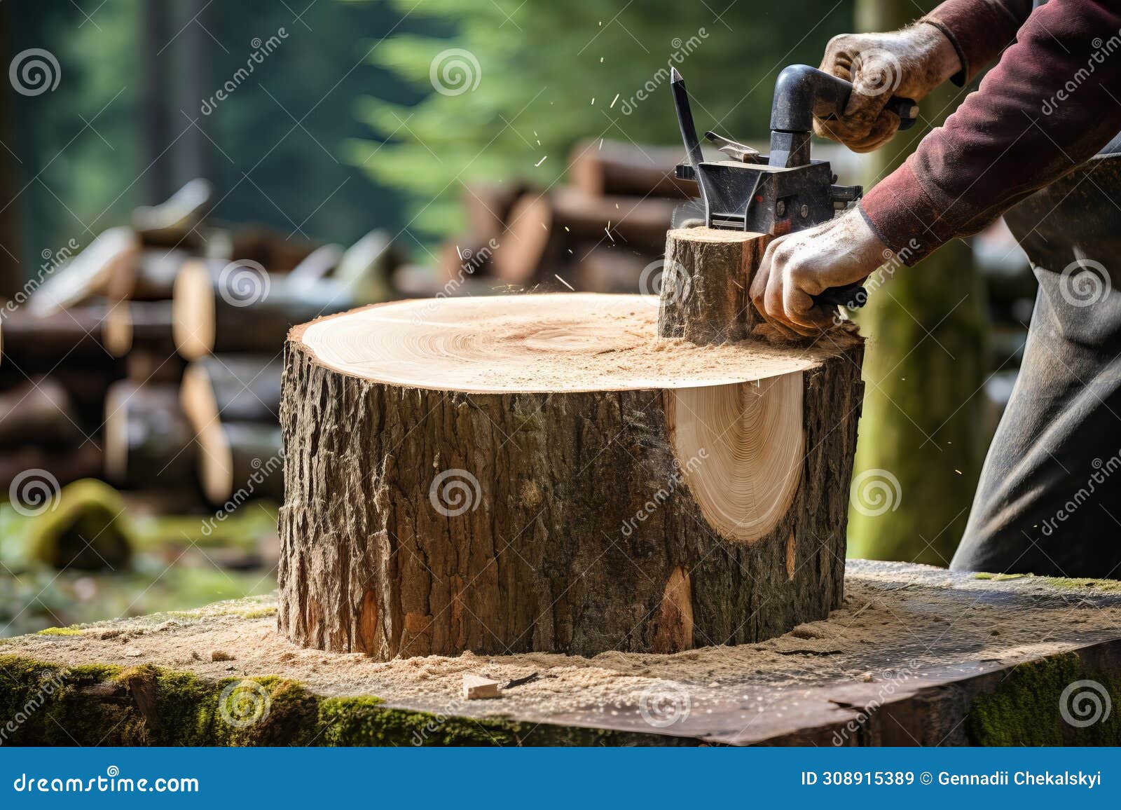 Close-up Photograph of a Log Being Sawed with Blur Background in ...