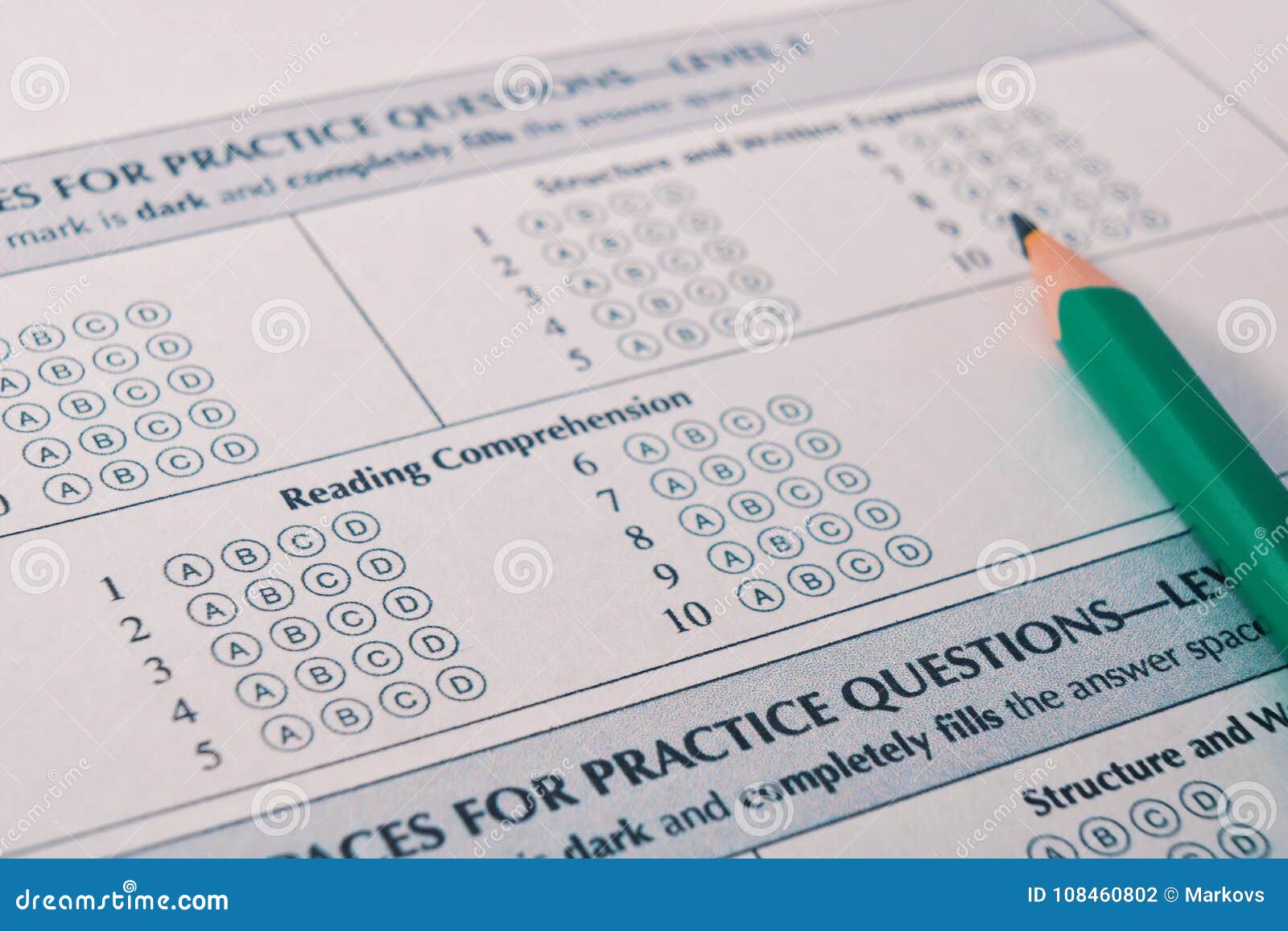 Close-up Photograph of a Perfect Grade on a Scantron Test Stock Photo ...