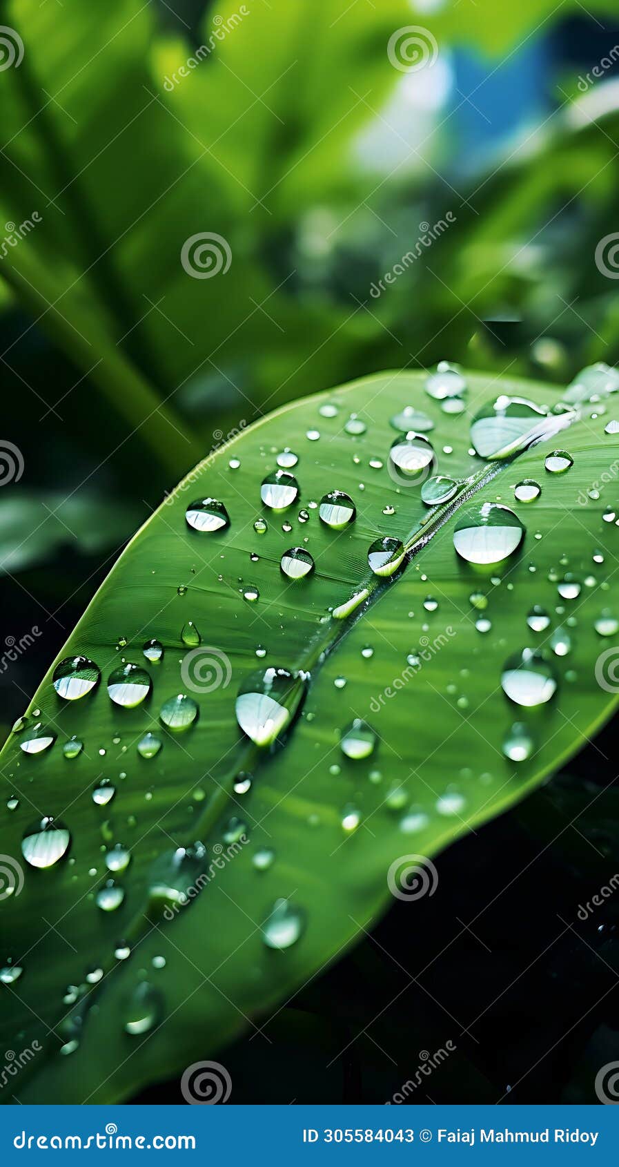 A Close-up Photograph of a Raindrop-covered Leaf Stock Image - Image of ...
