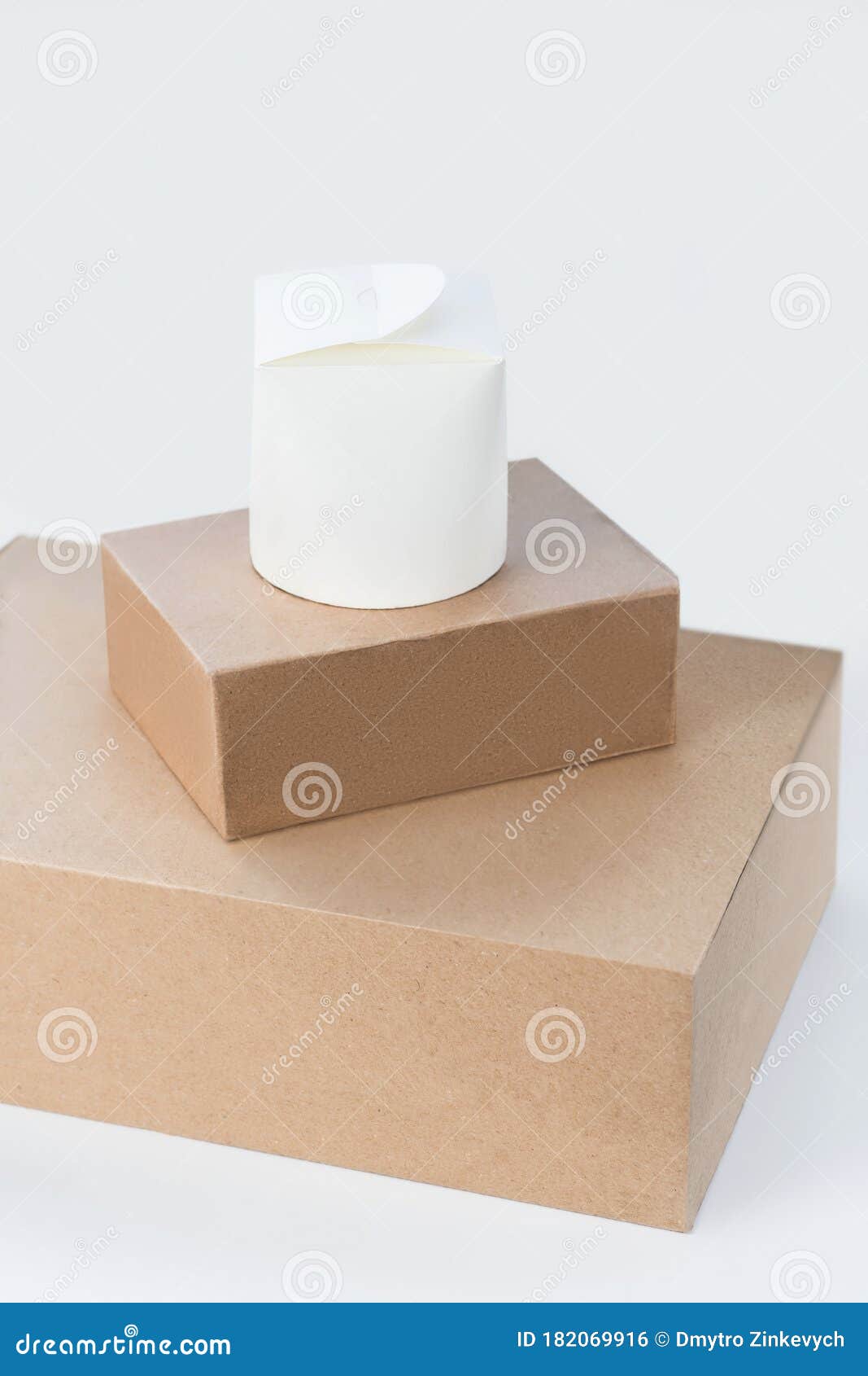 Close Up Picture of a Few Brown Boxes and a White Box Stock Photo ...