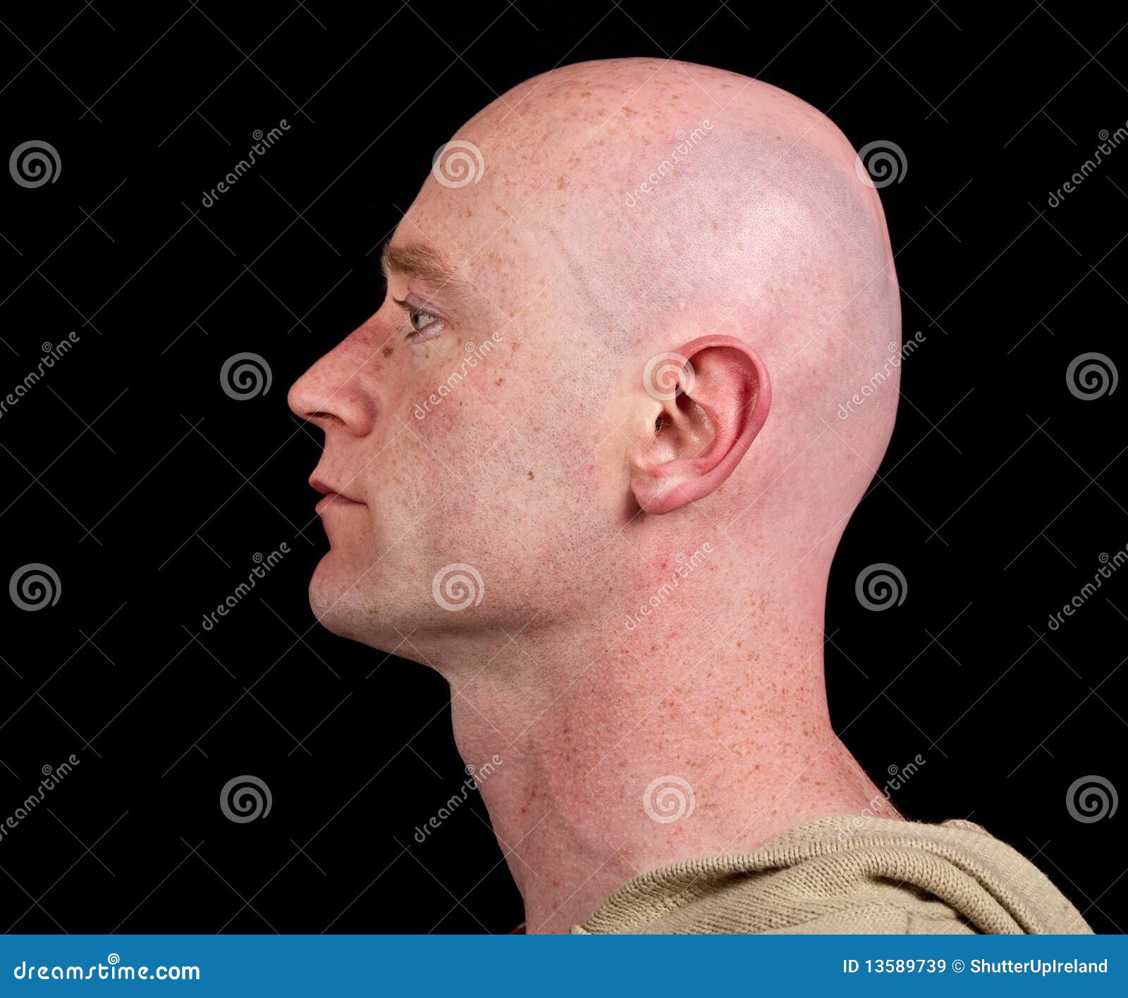 Close Up Picture of a Male Head from Side on Black Stock Image - Image ...