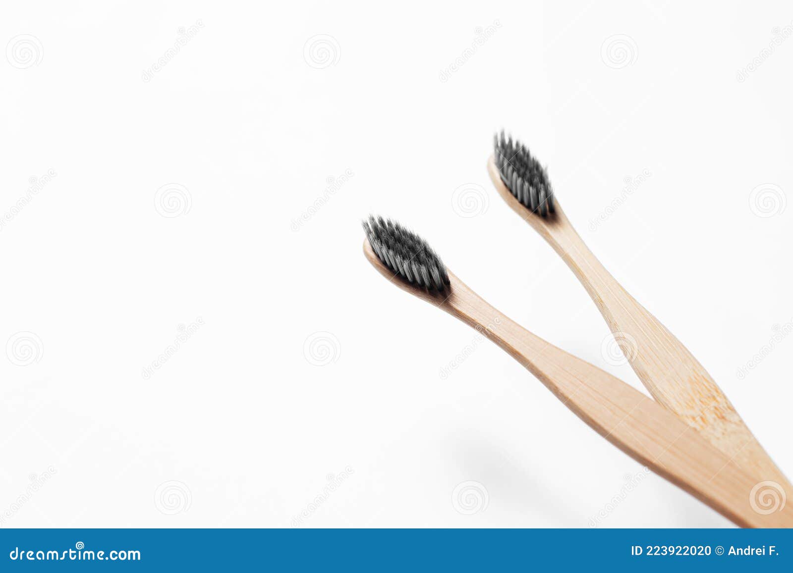 Close-up Picture of Two Wooden Toothbrushes, on White Back. Stock Photo ...