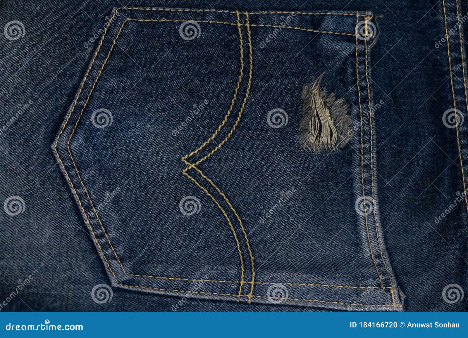 Close-up Pictures of the Surface of the Old Jeans Fabric and the Tear ...