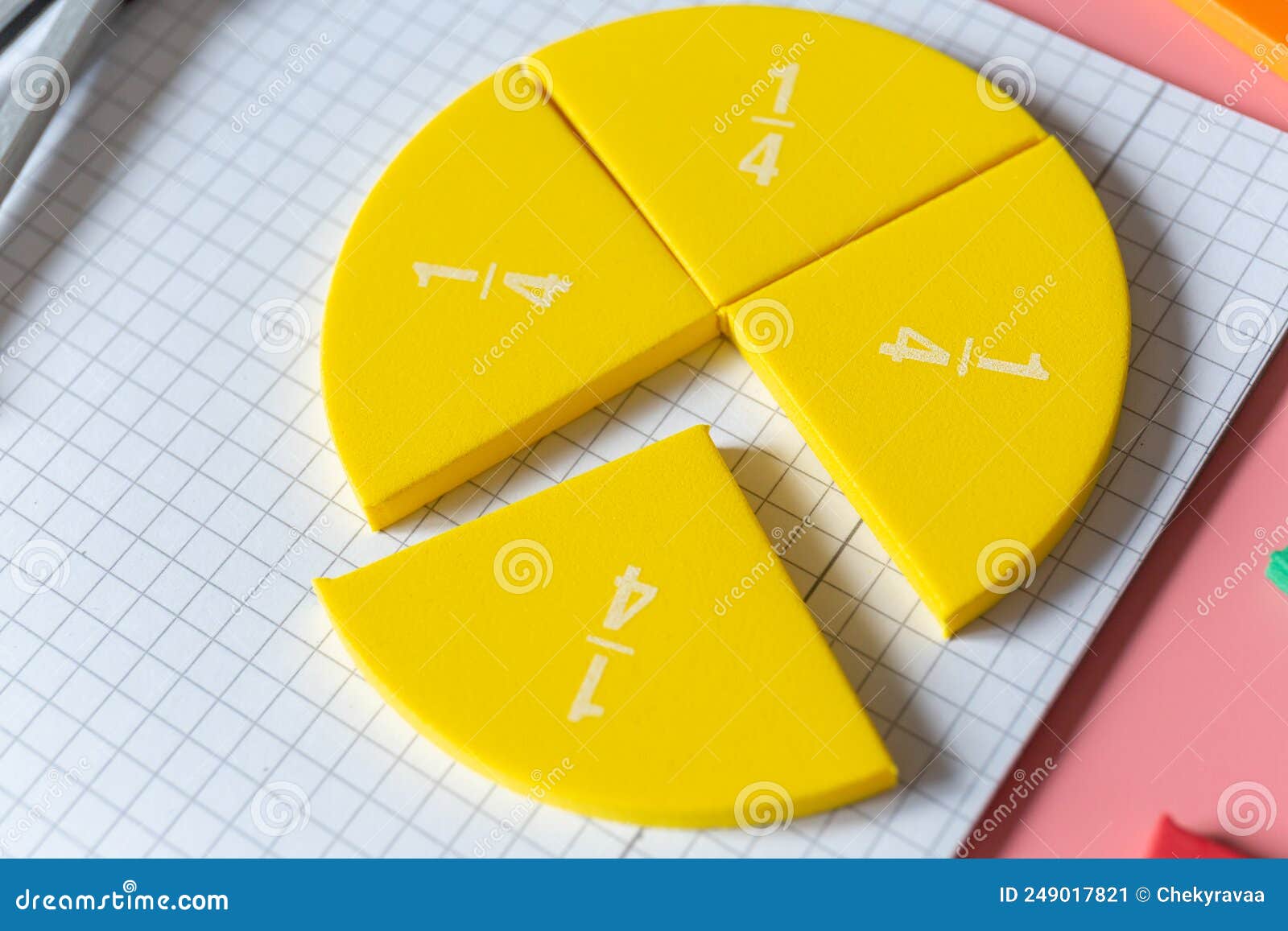 Close Up of a Pie Chart, Mathematical Fractions on a Open Notebook ...