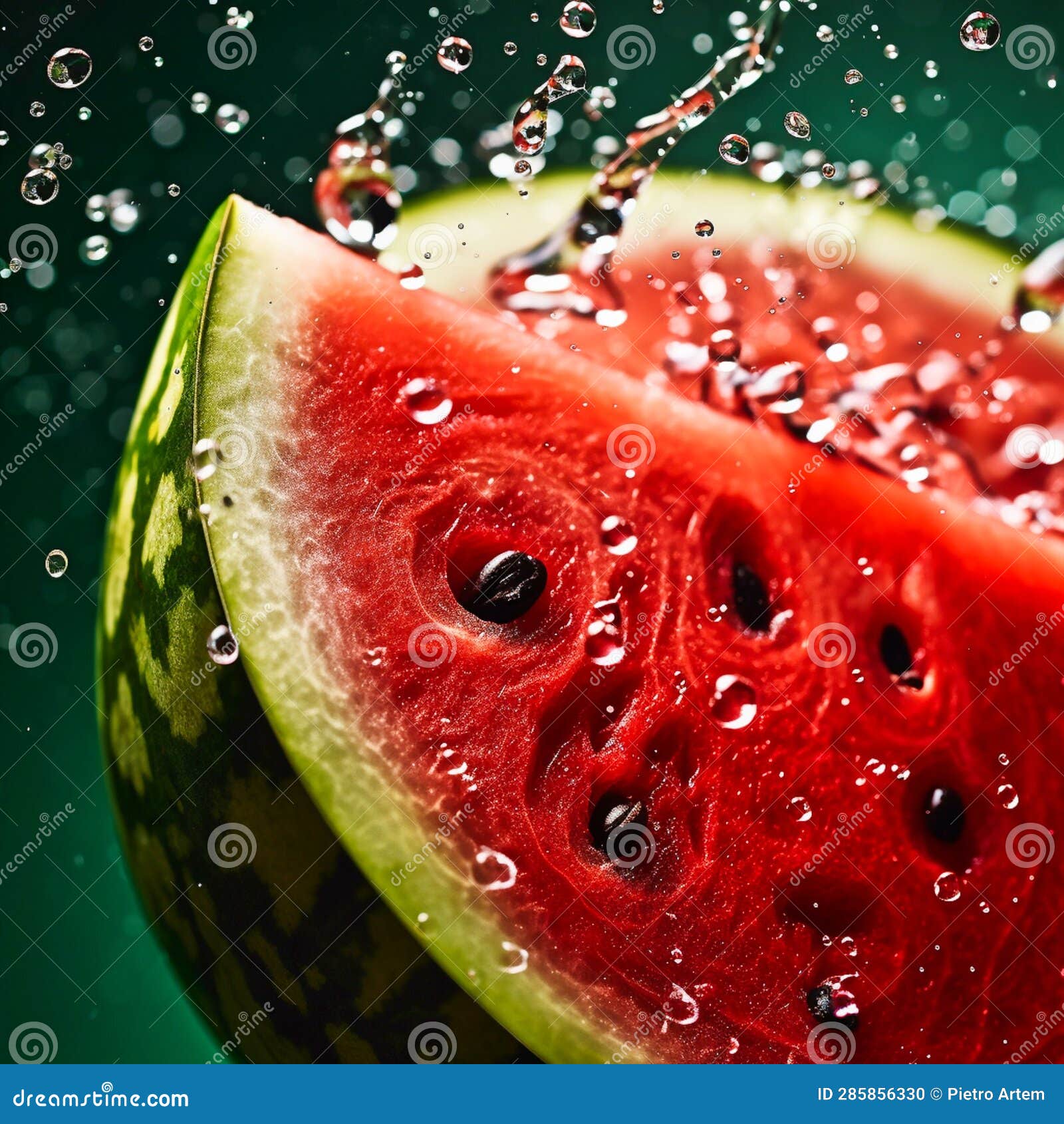 Close-up of a Piece of Watermelon with Water Drops, Generative AI Stock ...