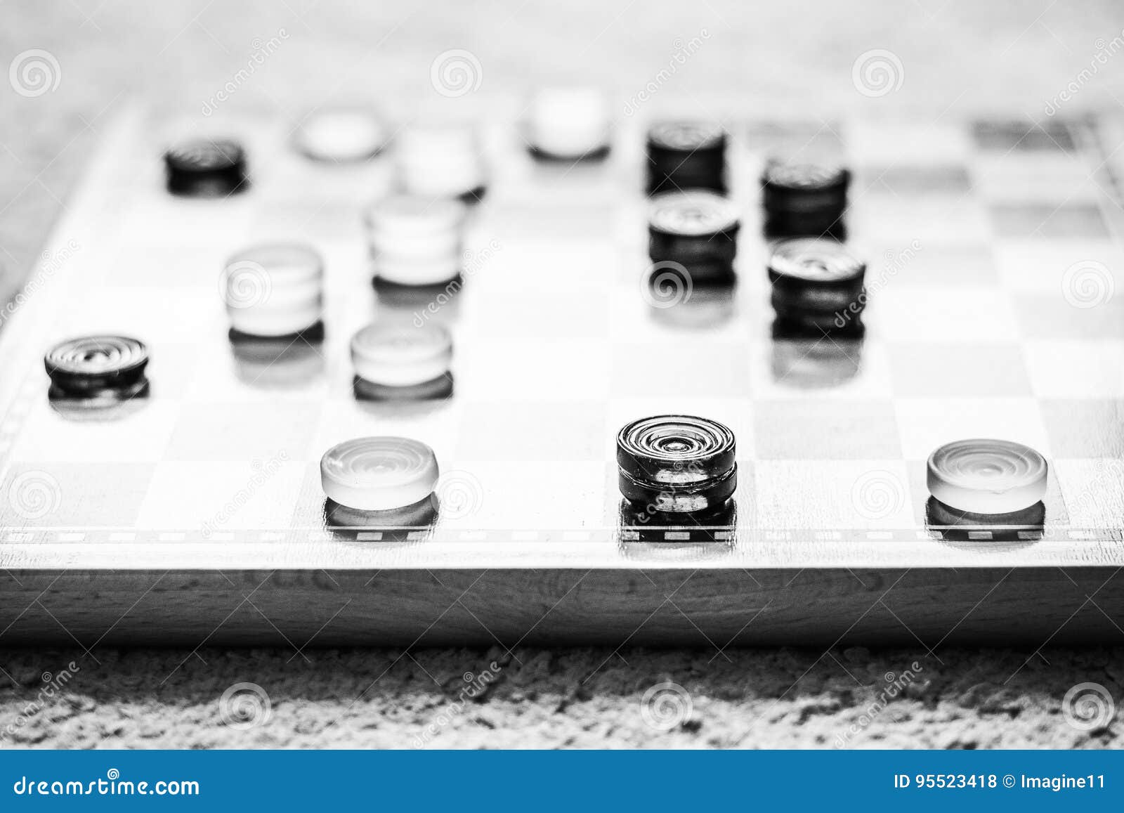 Close Up of Pieces in a Game of Checkers Stock Photo - Image of mind ...