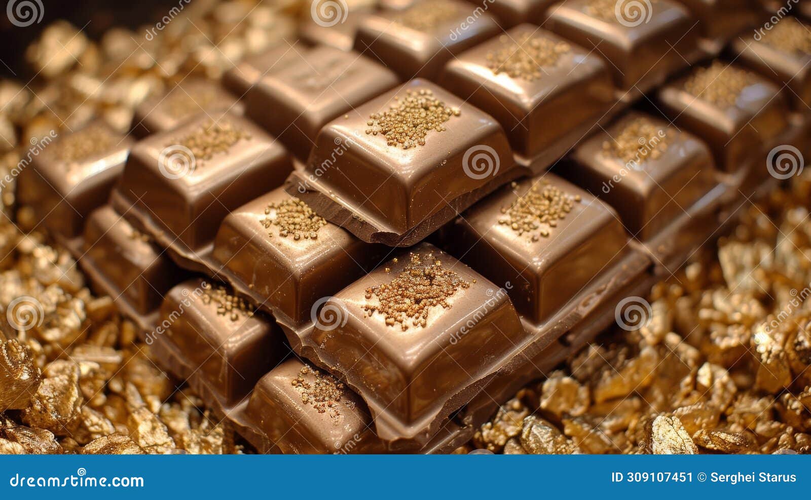 A Close Up Of A Pile Of Chocolate Bars On Top Of Gold, AI Royalty-Free ...