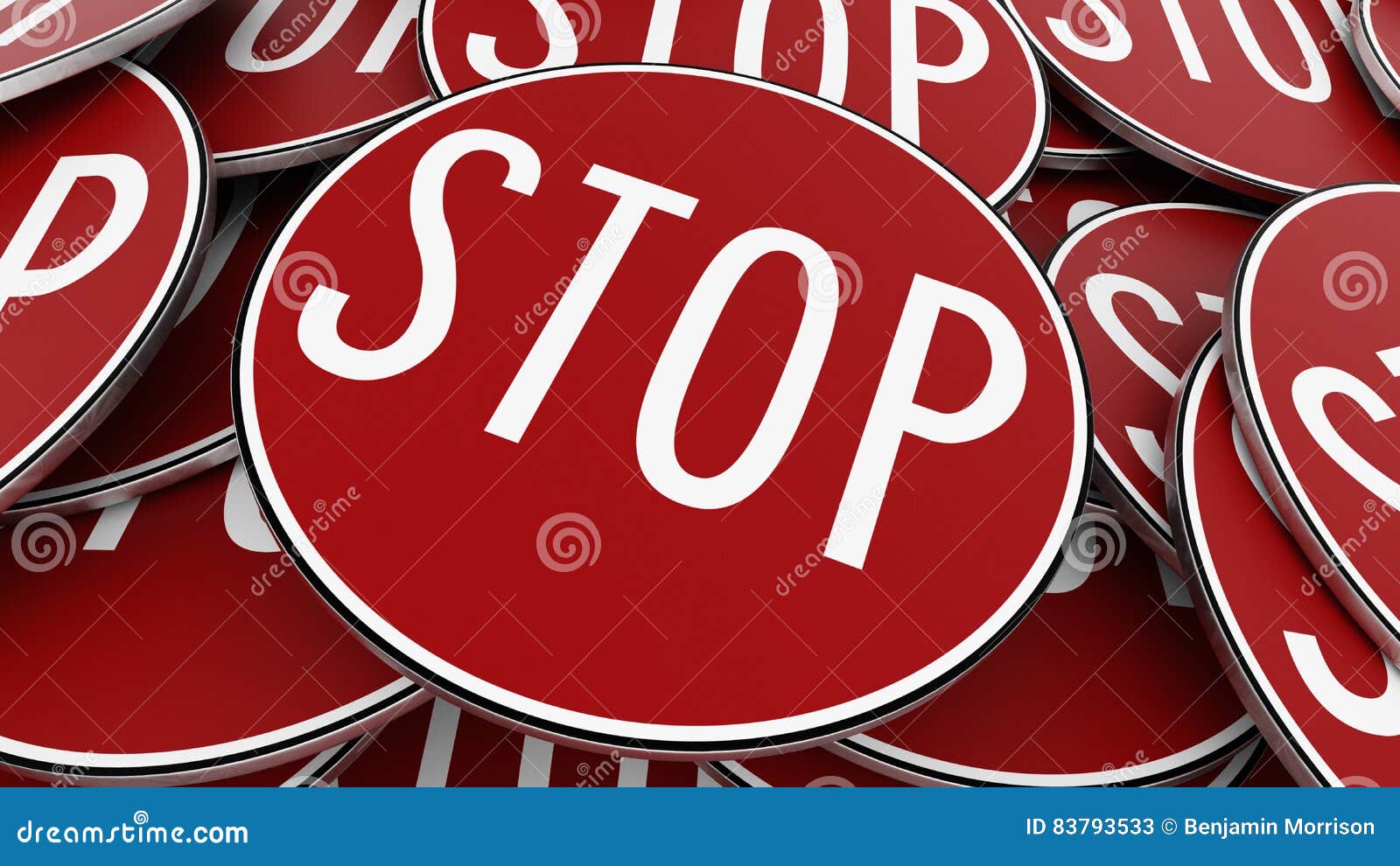 Close Up on Pile of Circular Red Stop Signs Stock Illustration ...