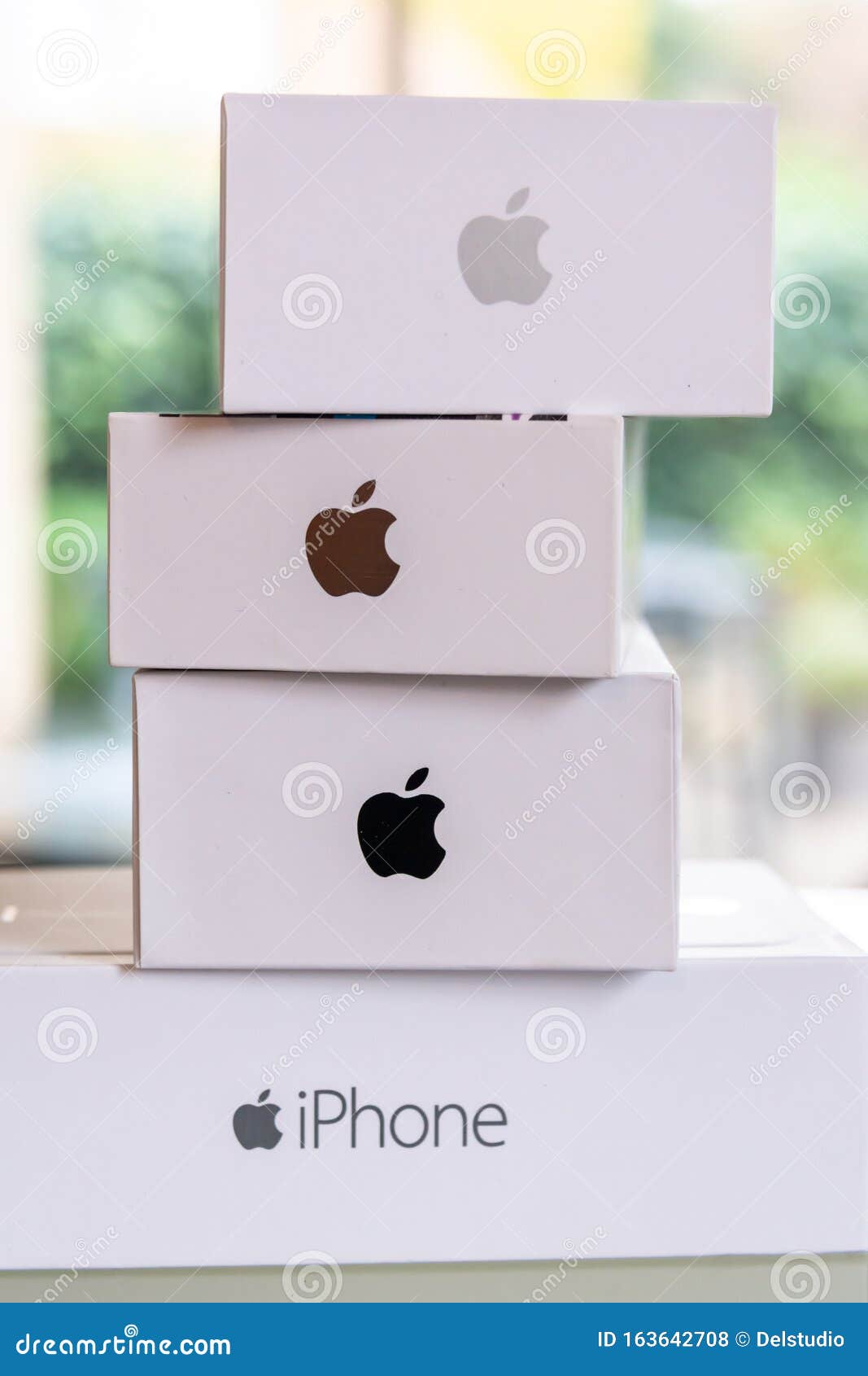Close Up of a Pile of a Collection of Apple IPhone Boxes Generations ...