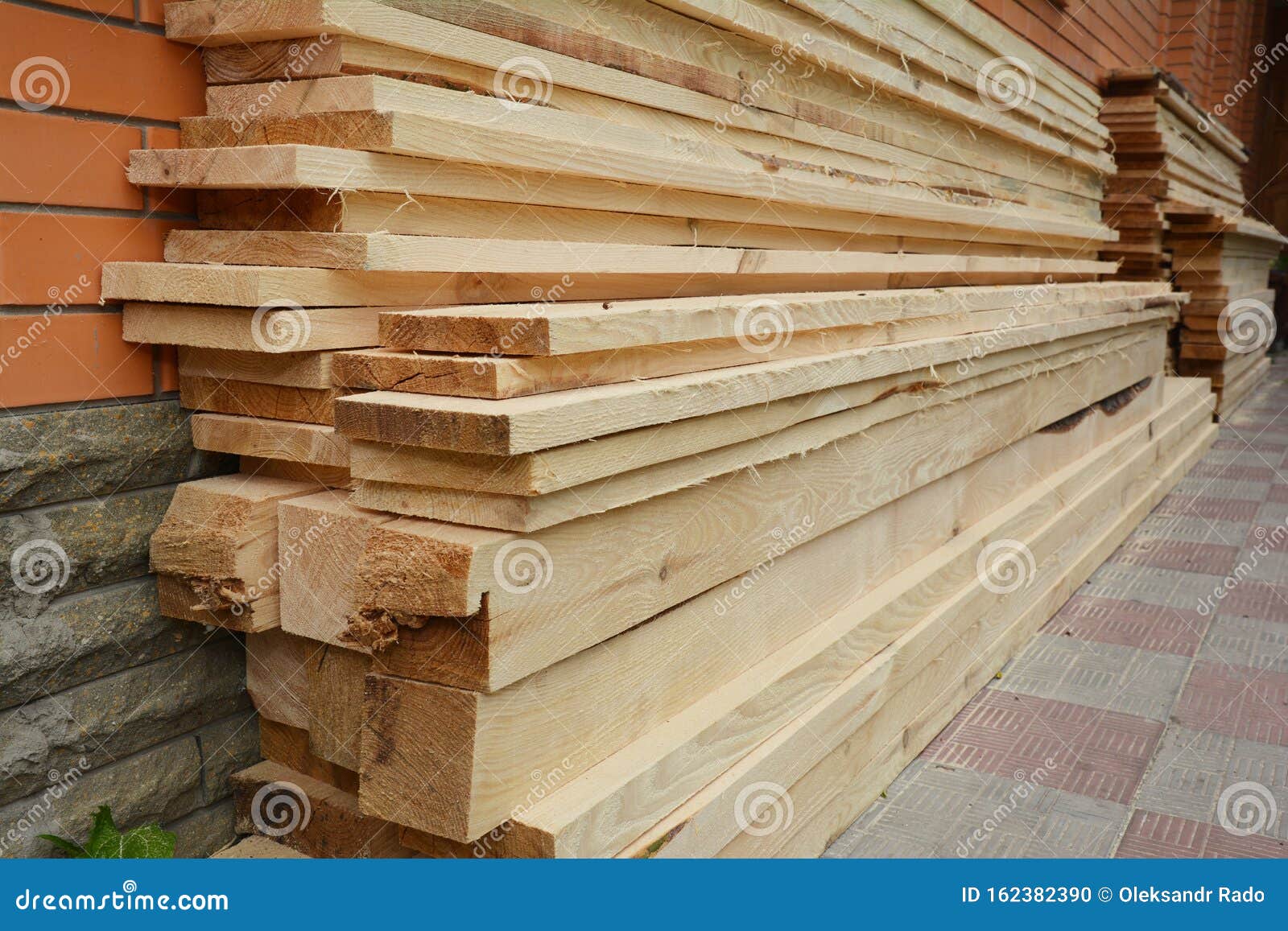 Close Up on Pile of Cut Timber Planks Freshly Sawn Stock Photo - Image ...