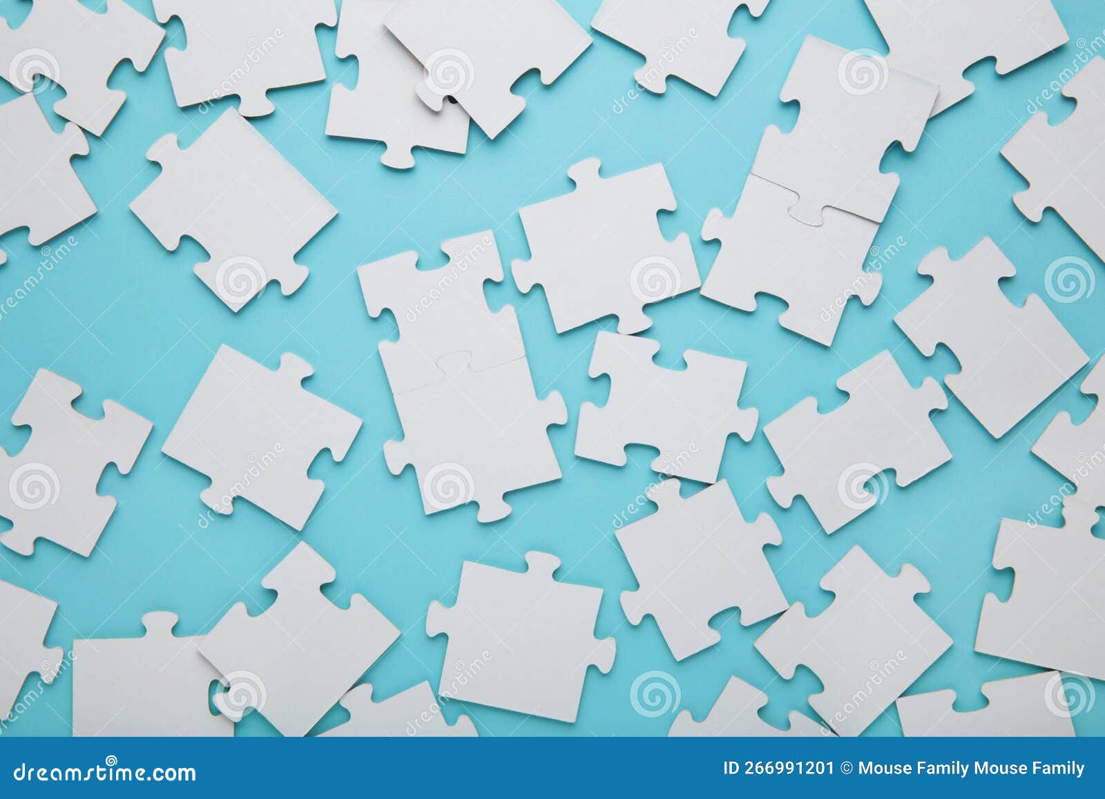 Close-up Of A Pile Of Uncompleted Elements Of A White Puzzle. A Huge ...