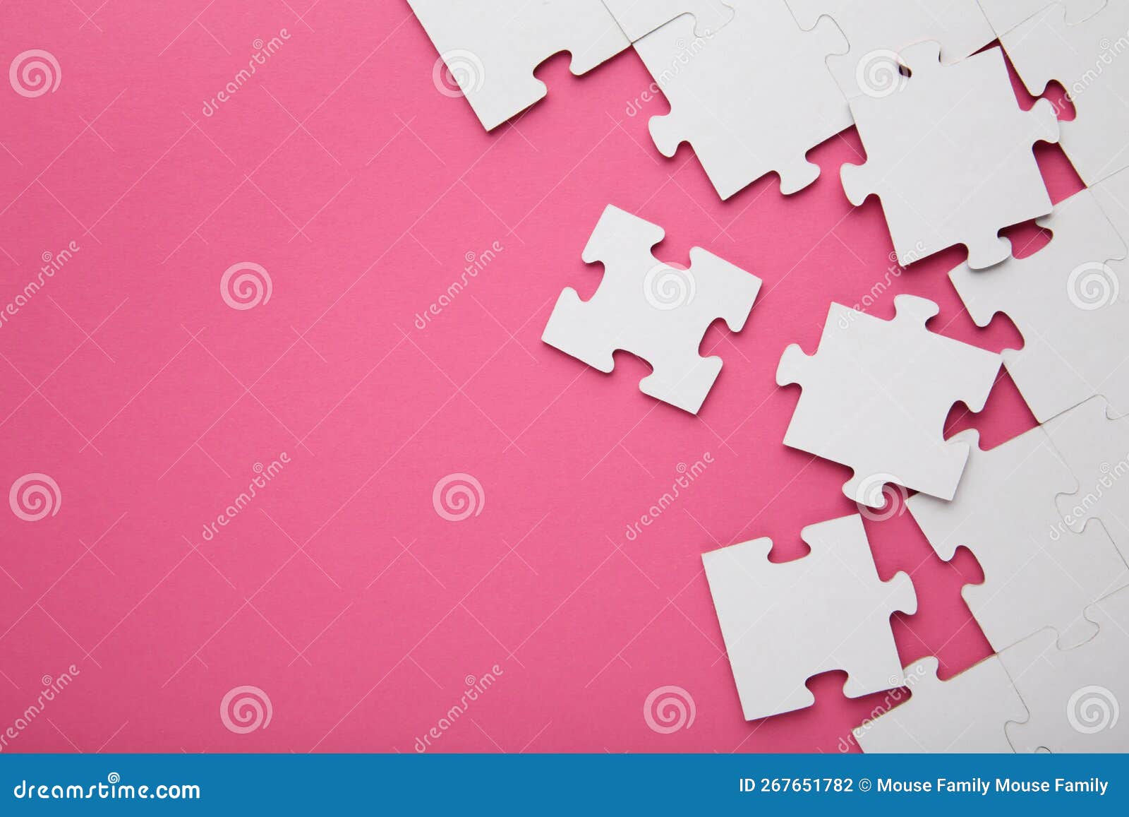 Close-up Of A Pile Of Uncompleted Elements Of A White Puzzle. A Huge ...