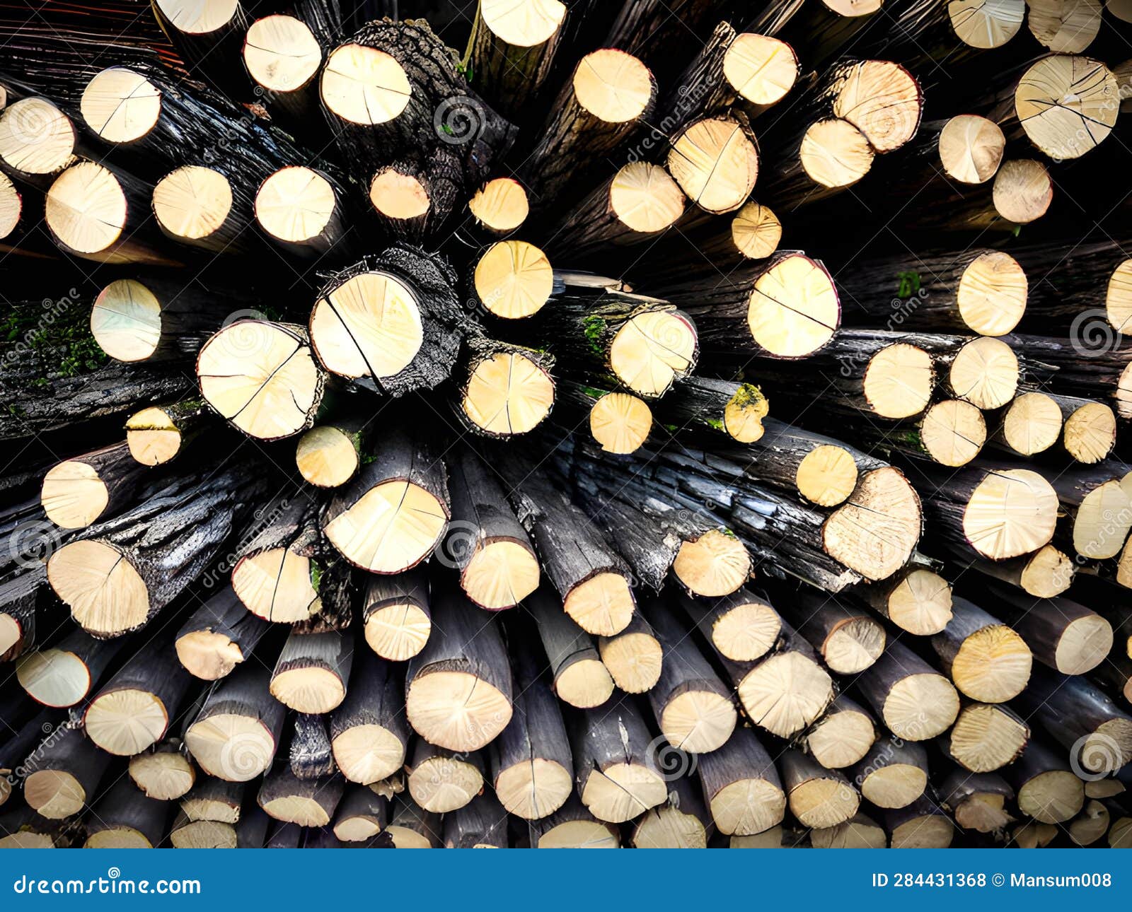 Close Up Pile of Wooden Logs, Ai Generated Stock Illustration ...