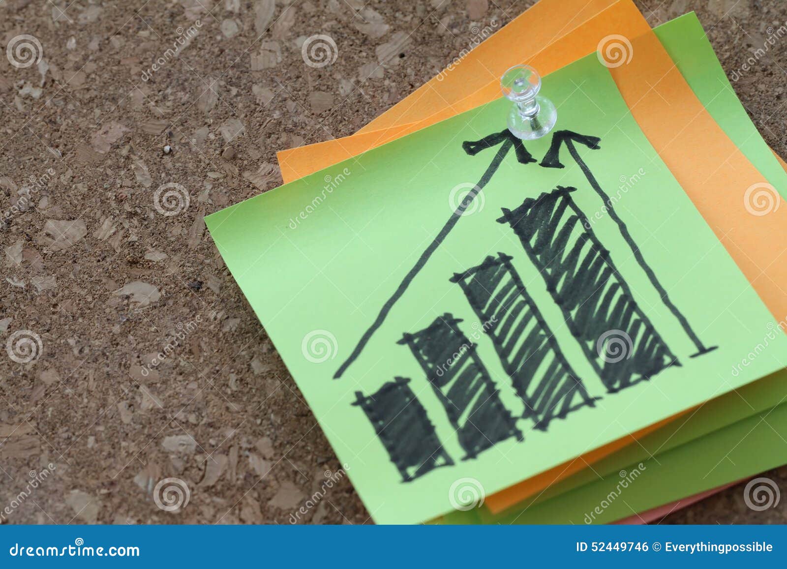 Close Up of Pin and Hand Drawn Business Strategy Graph Chart on Stock ...