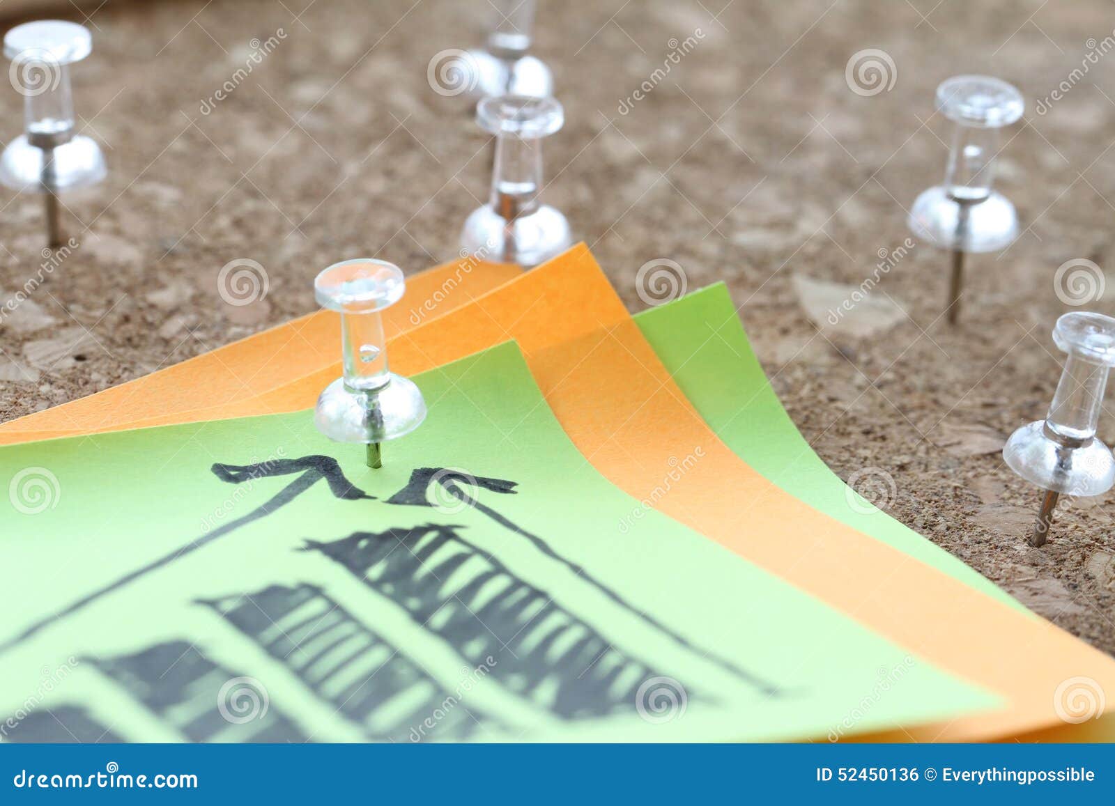 Close Up of Pin and Hand Drawn Business Strategy Graph Chart on Stock ...