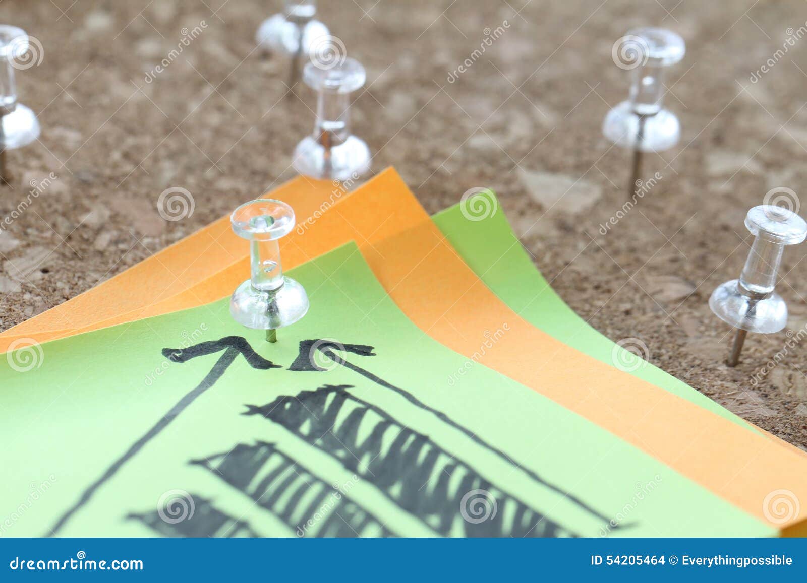 Close Up of Pin and Hand Drawn Business Strategy Stock Photo - Image of ...