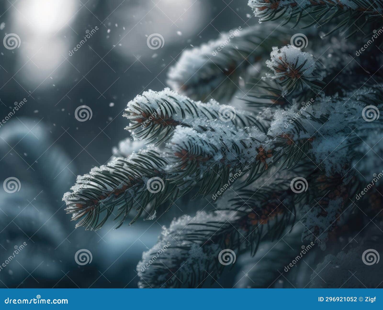 Close Up of a Pine Tree Covered in Snow Stock Illustration ...