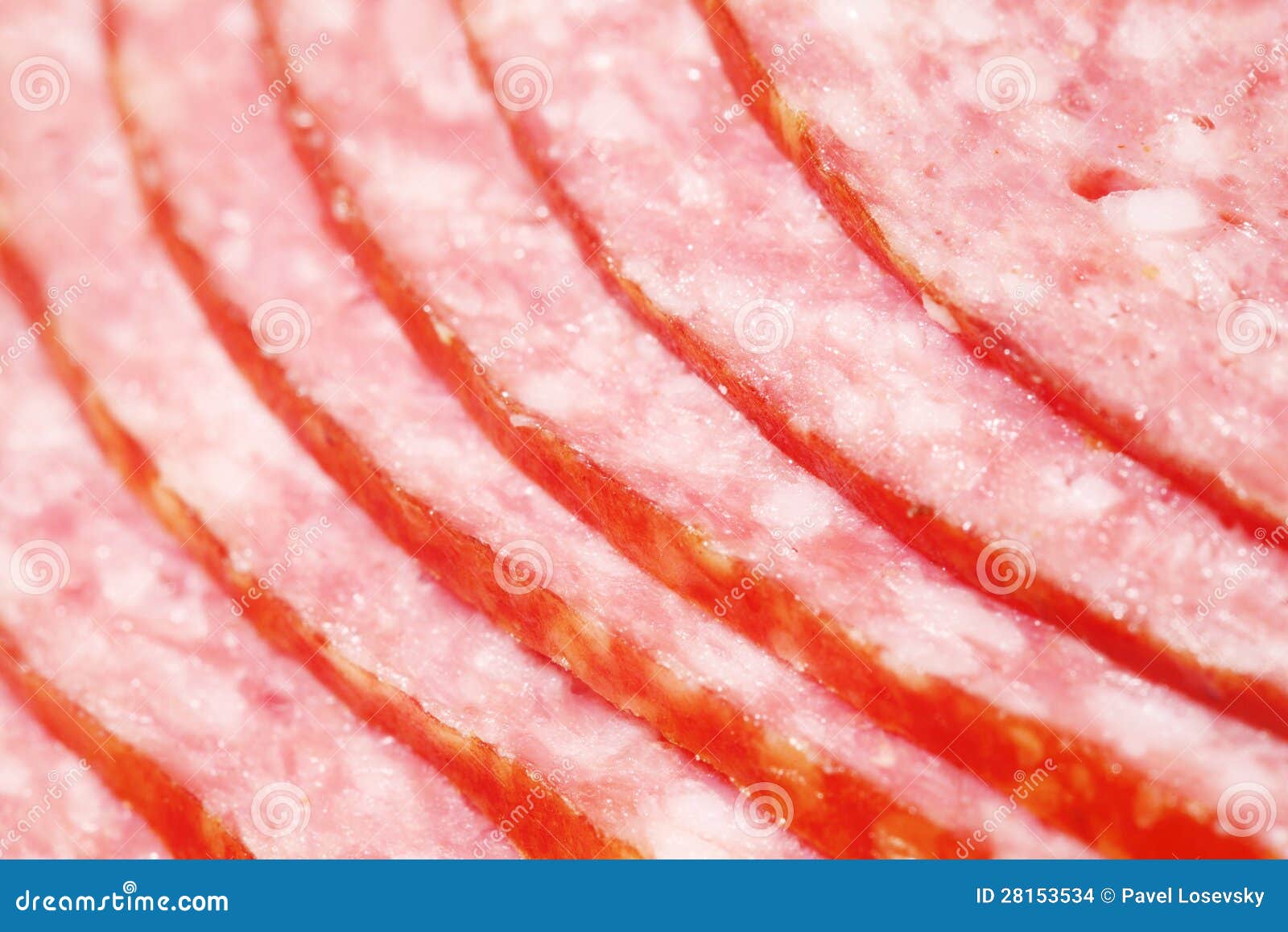 Close Up of Pink Appetizing Salami Sausage Pieces Stock Photo - Image ...
