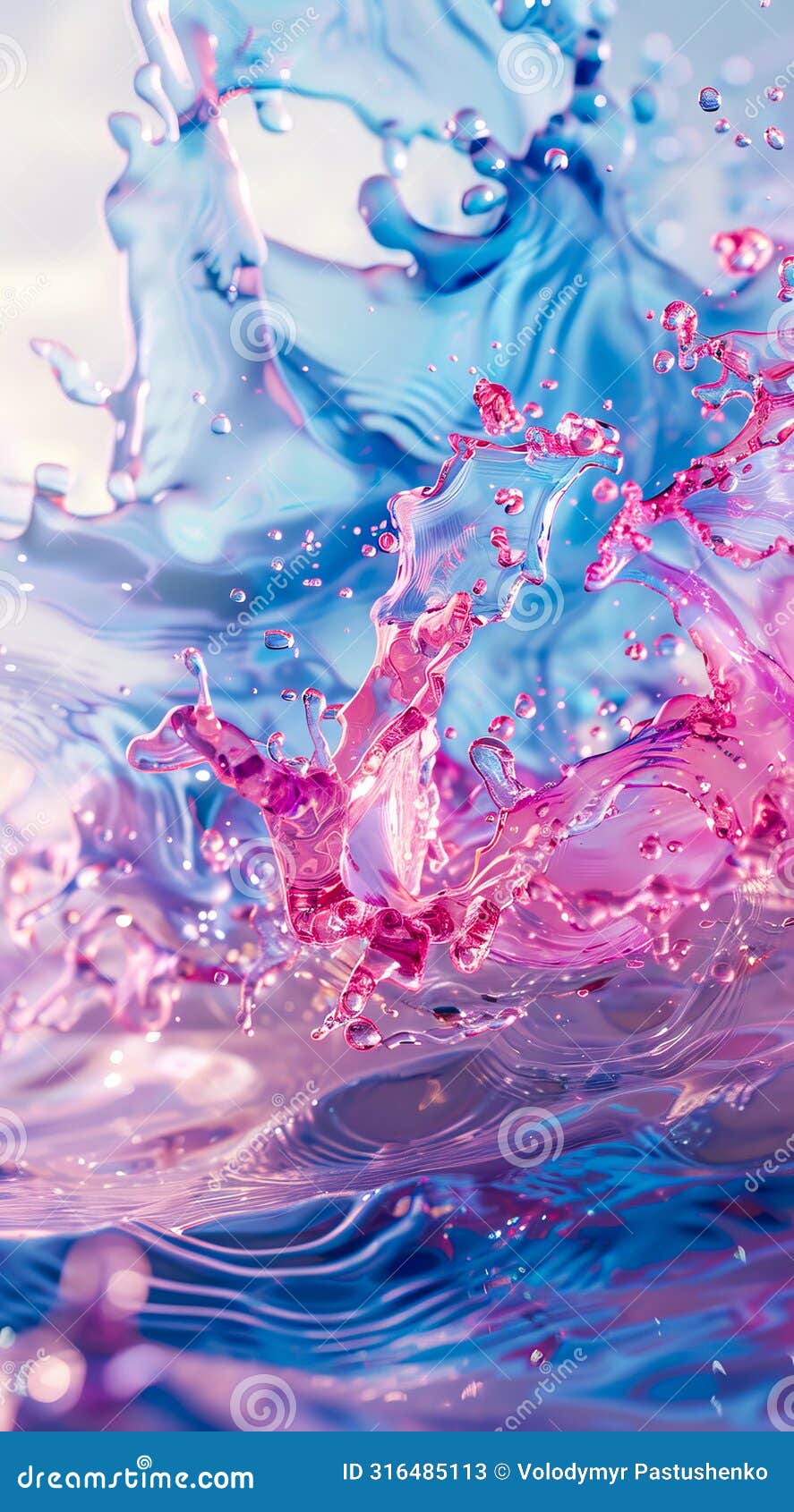 A Close Up of a Pink and Blue Water Splash Stock Image - Image of blue ...