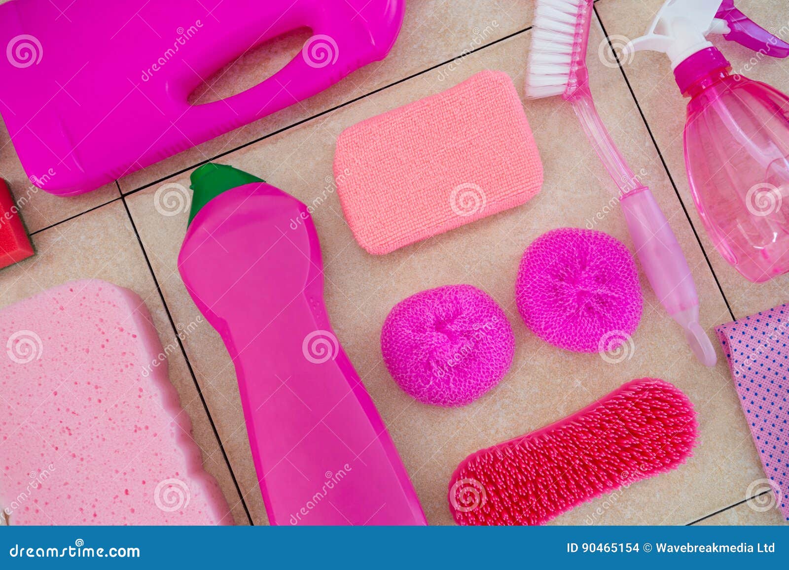 Close Up of Pink Cleaning Products Stock Photo - Image of large ...