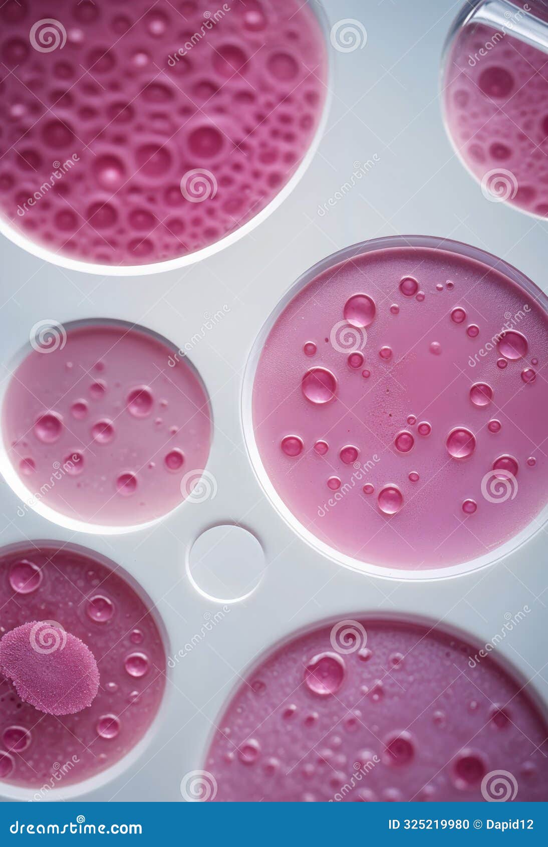 A Close Up of Pink Stained Cells in a Glass Container Under a ...