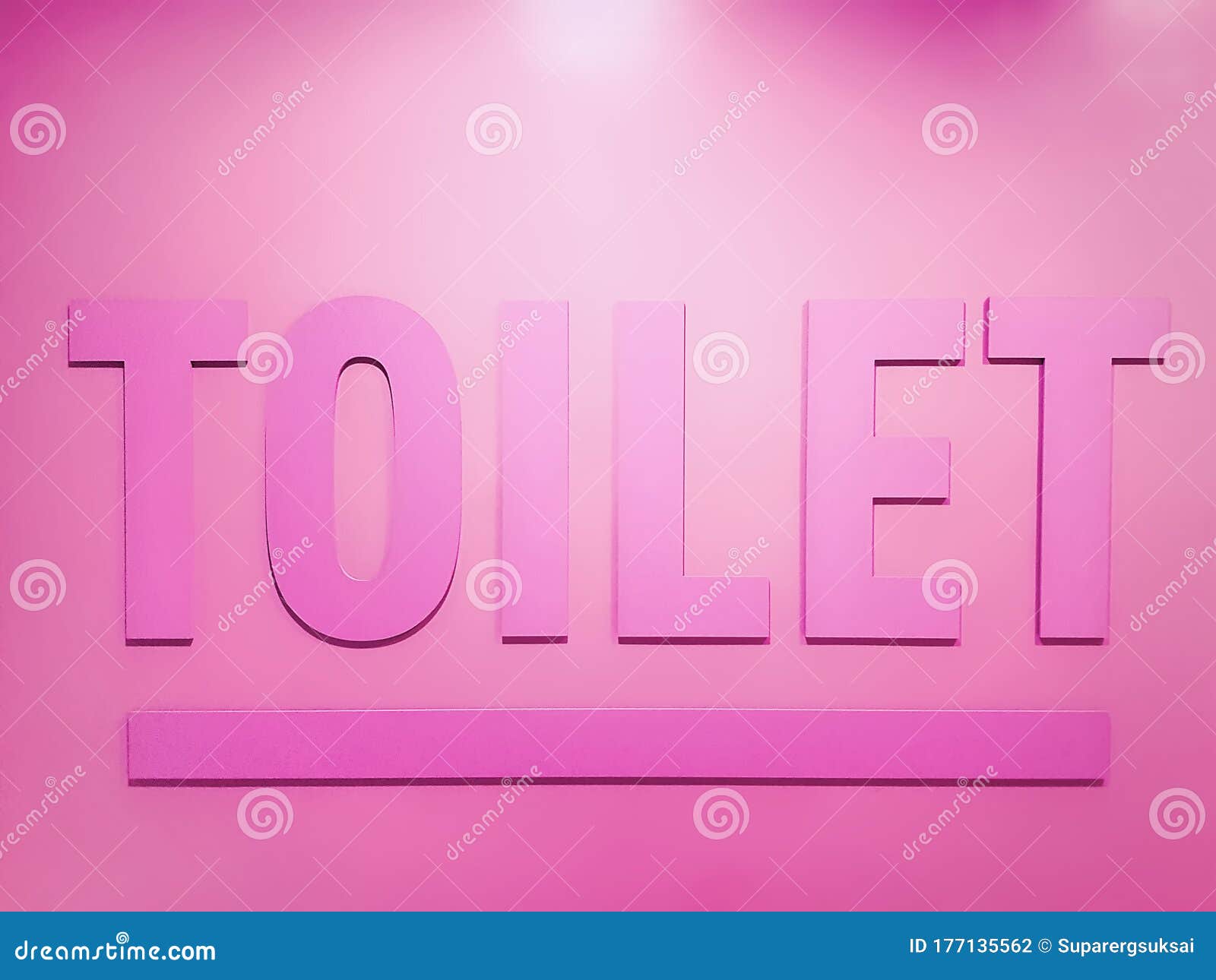Close-up Pink Toilet Text on Pink Wall Stock Photo - Image of single ...