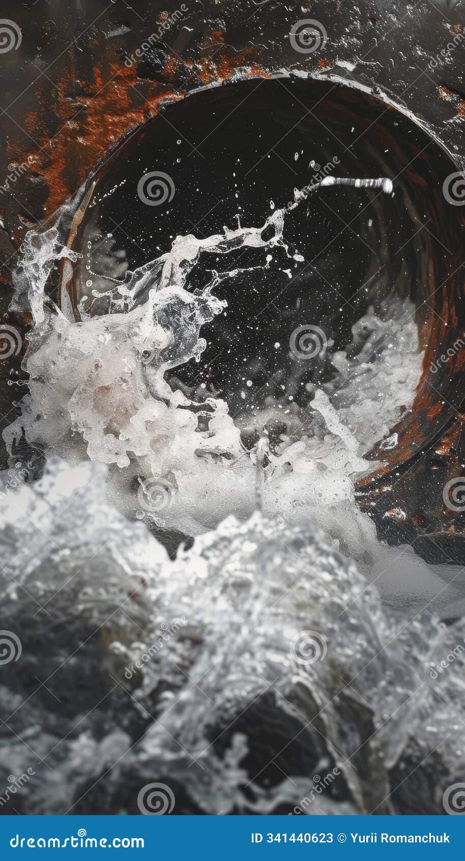 Close Up of a Pipe Explosion Water Forcefully Gushing Out, Capturing ...
