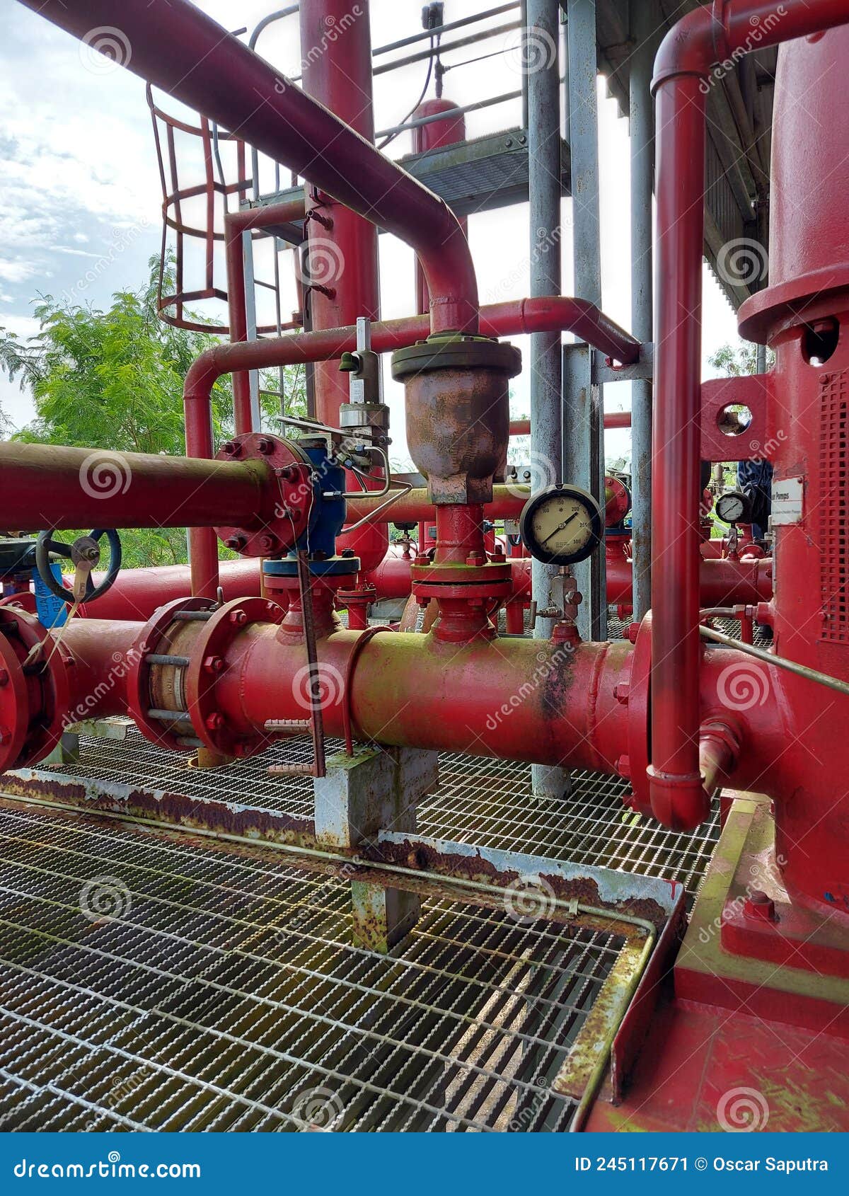 Close-up of Pipe Fitting on Engine Fire Hydrant. Stock Image - Image of ...