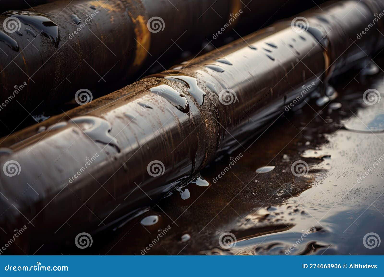 Close-up of Pipeline, with Droplets of Oil Visible Stock Photo - Image ...