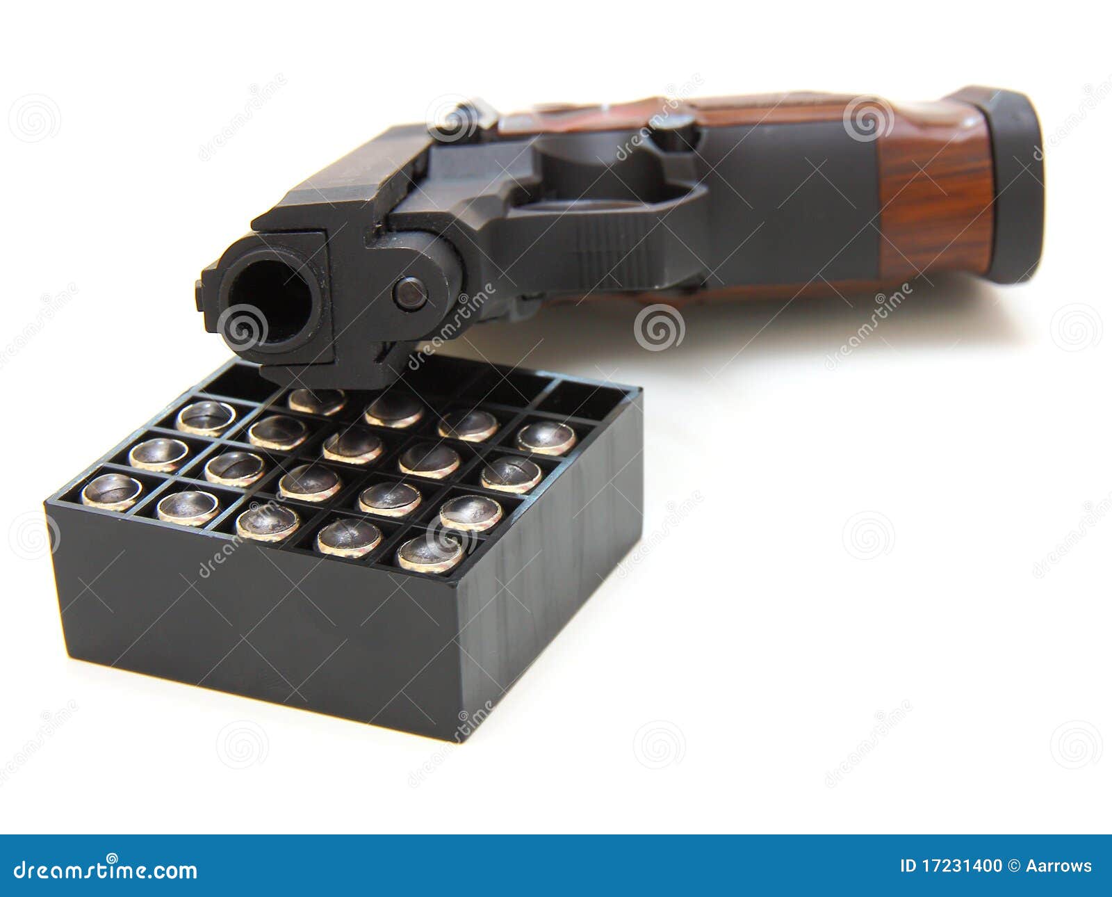 The close up of a pistol stock photo. Image of aiming - 17231400