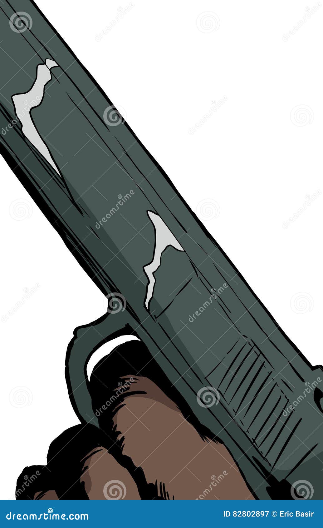 Close Up on Pistol with Finger on Trigger Stock Illustration ...