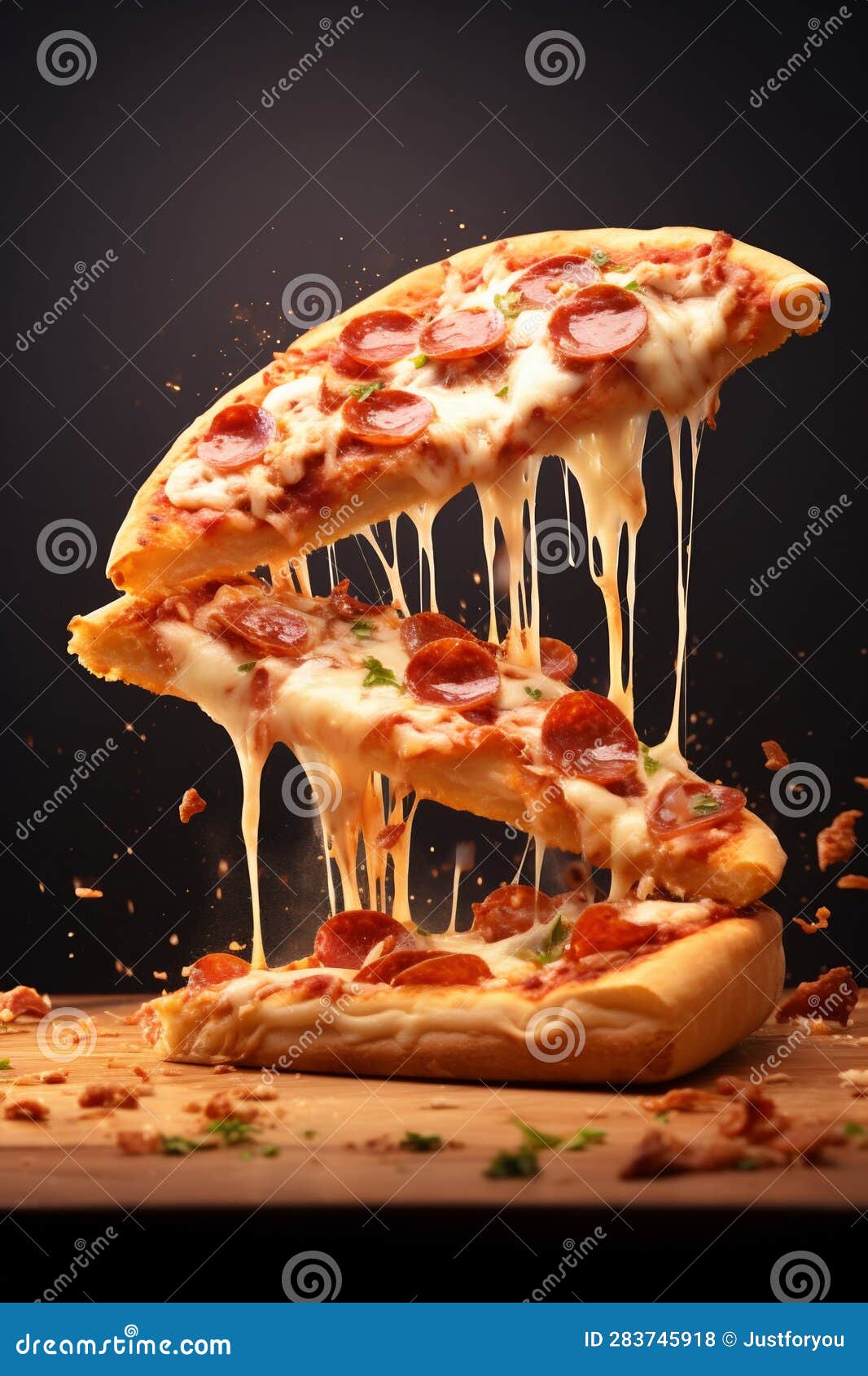 Close-Up of Pizza Levitating in the Air. Generative Ai Stock ...