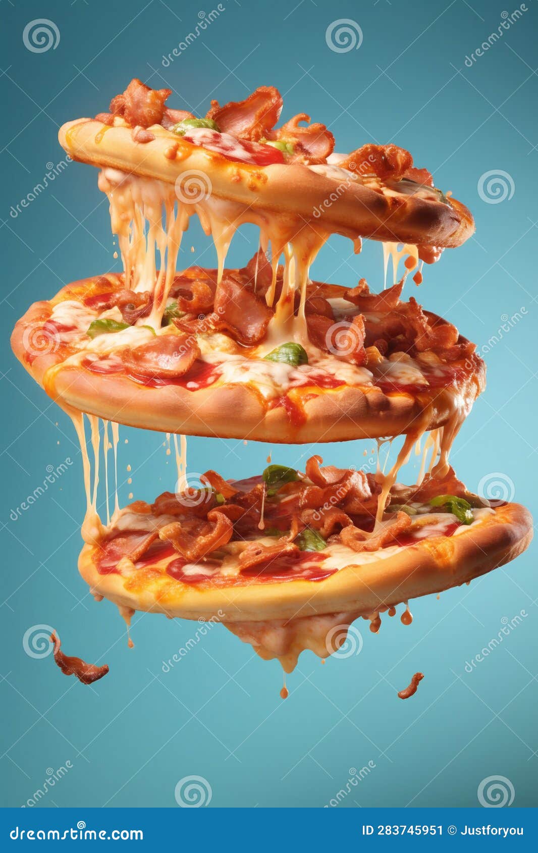 Close-Up of Pizza Levitating in the Air. Generative Ai Stock ...