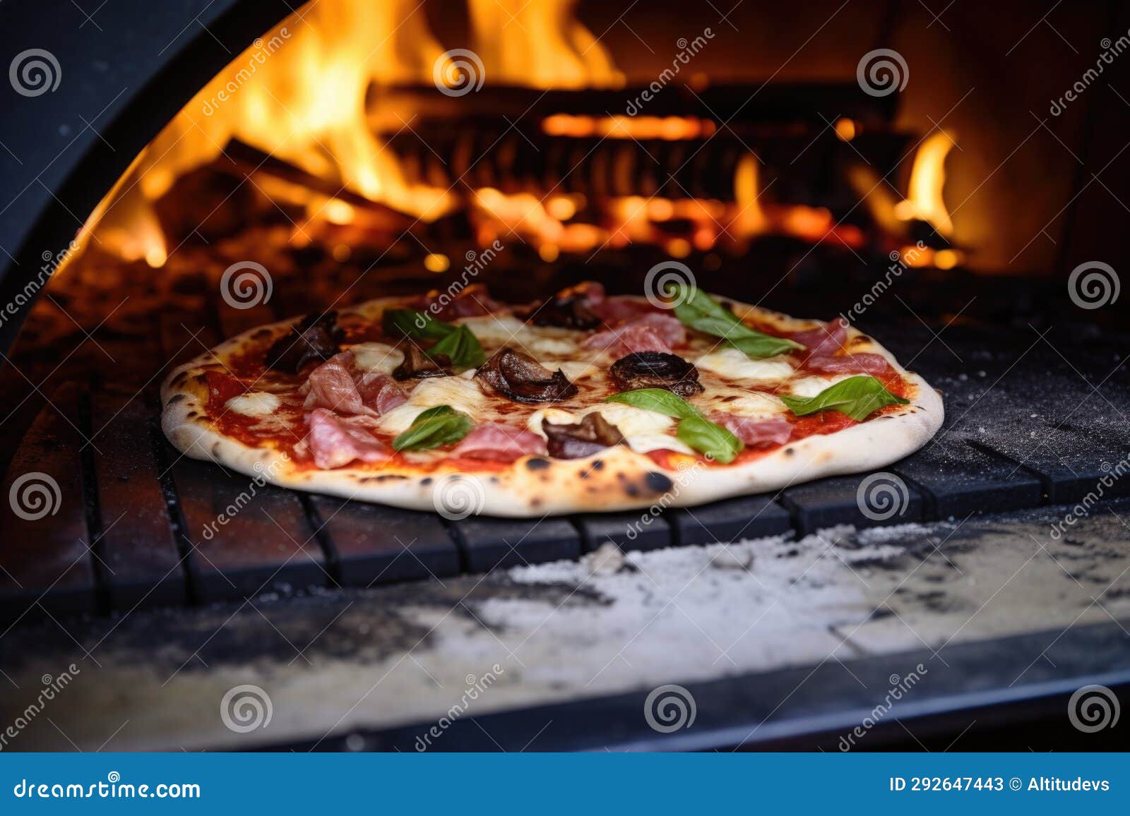 Close-up of a Pizza Oven with a Pizza Cooking Inside Stock Image ...