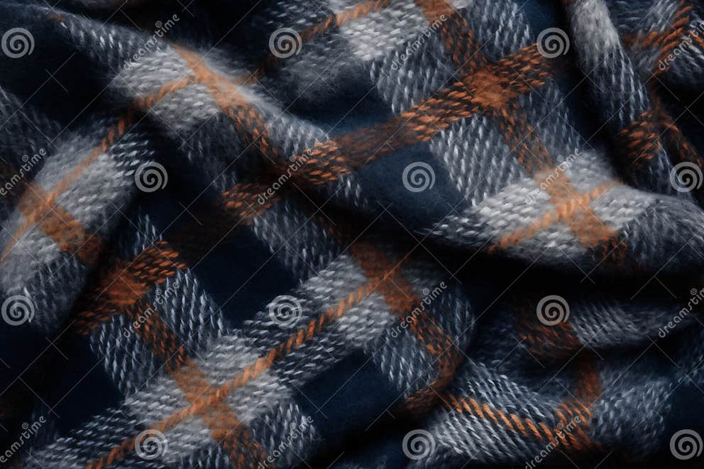 Close-Up of a Plaid Woolen Fabric Pattern Stock Illustration ...