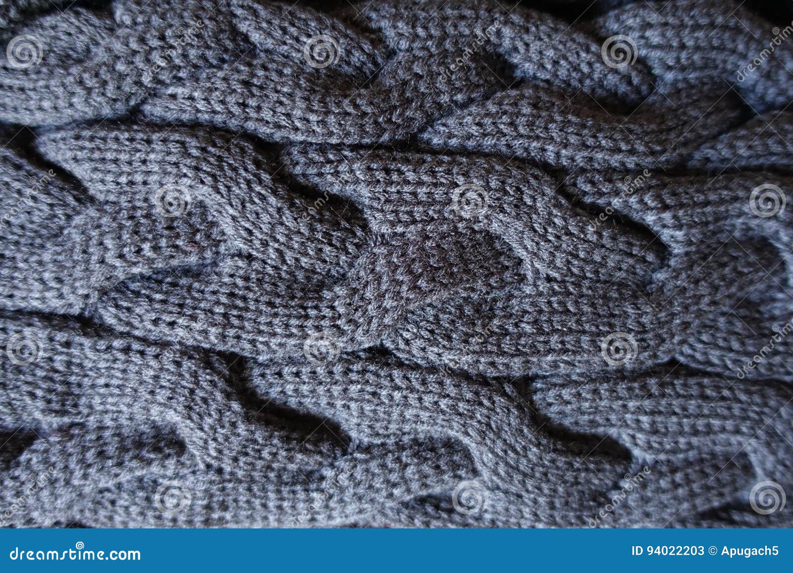 Close Up of Plait Pattern on Grey Knit Fabric Stock Image - Image of ...
